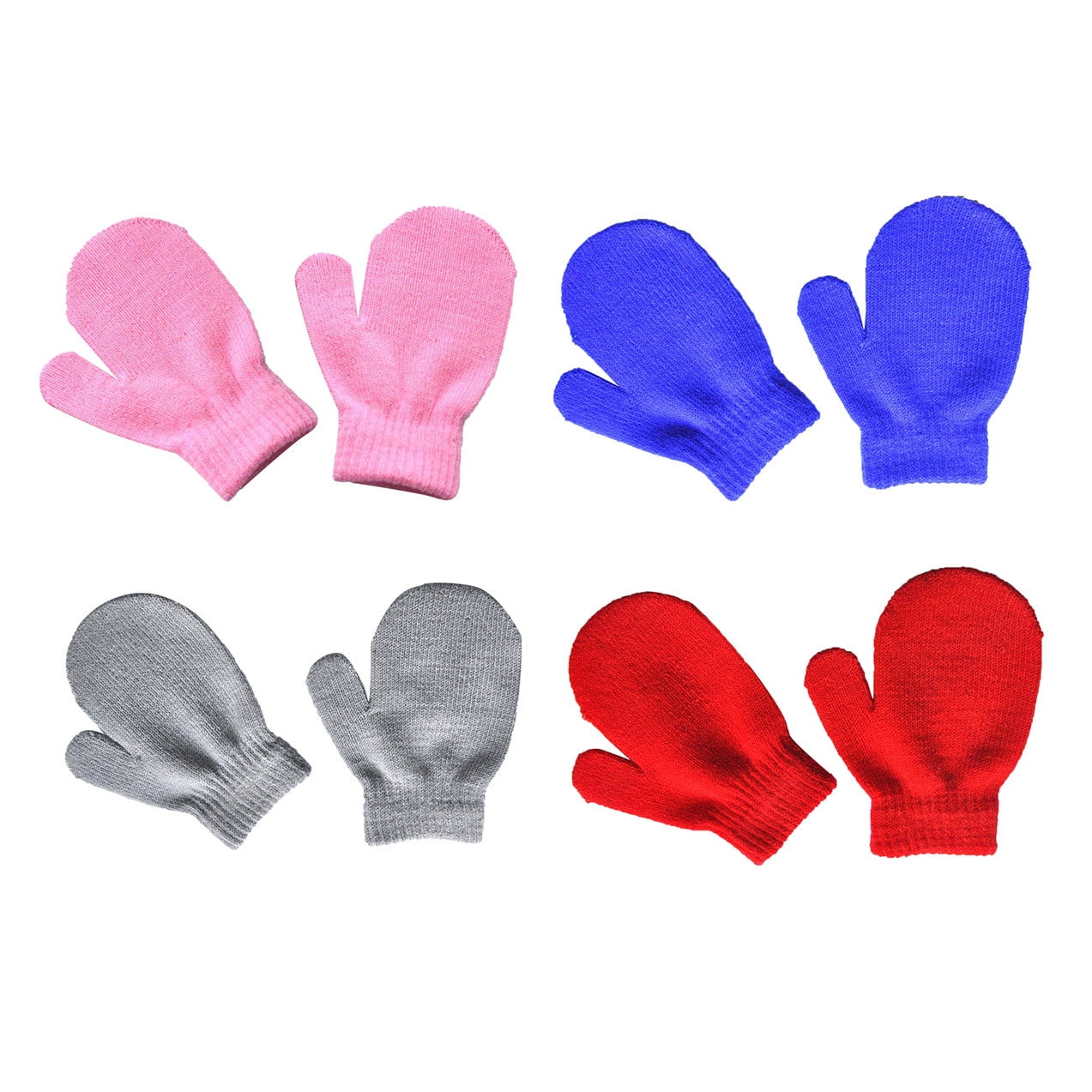 Meichang 4 Pairs Toddler Mittens for Baby Boys Girls Winter Warm Knit ...