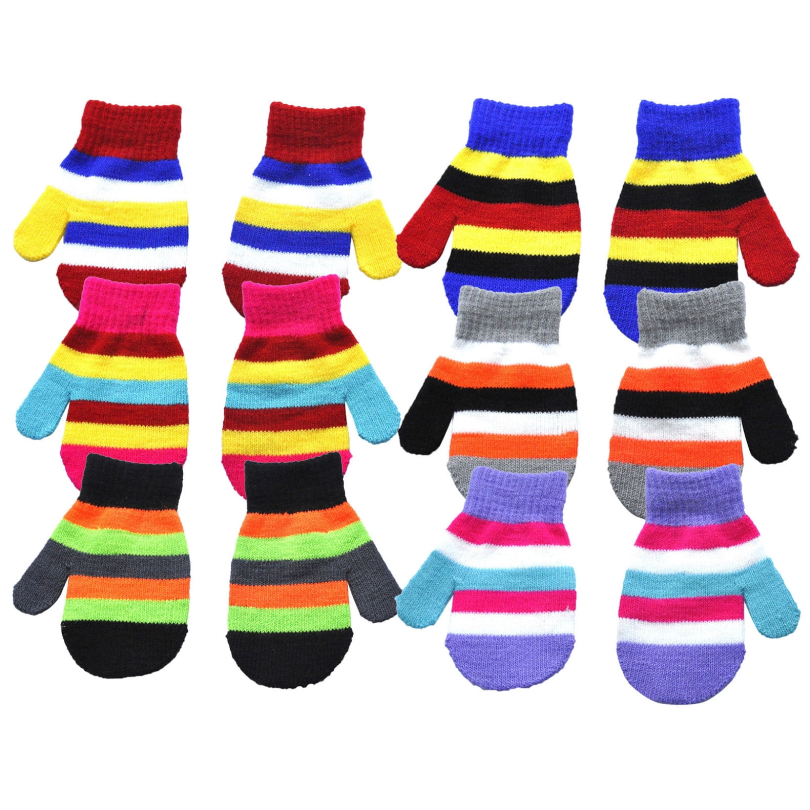 Meichang 6 Pairs Mittens Toddler Baby Boys Girls Winter Warm Knit ...