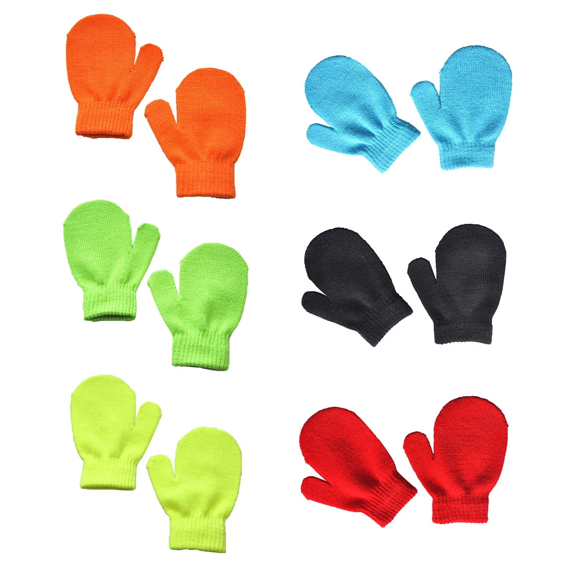 Meichang 6 Pairs Toddler Mittens Kids Winter Knit Gloves Stretch ...