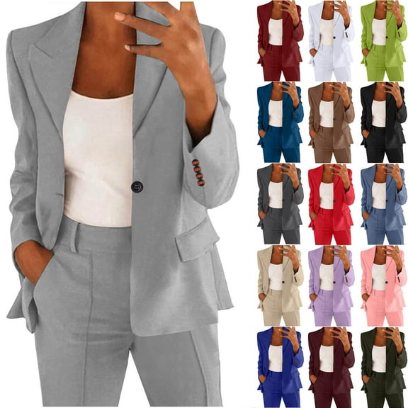 Meichang Black Blazer for Women Business Casual Long Sleeve Suit Lapel ...