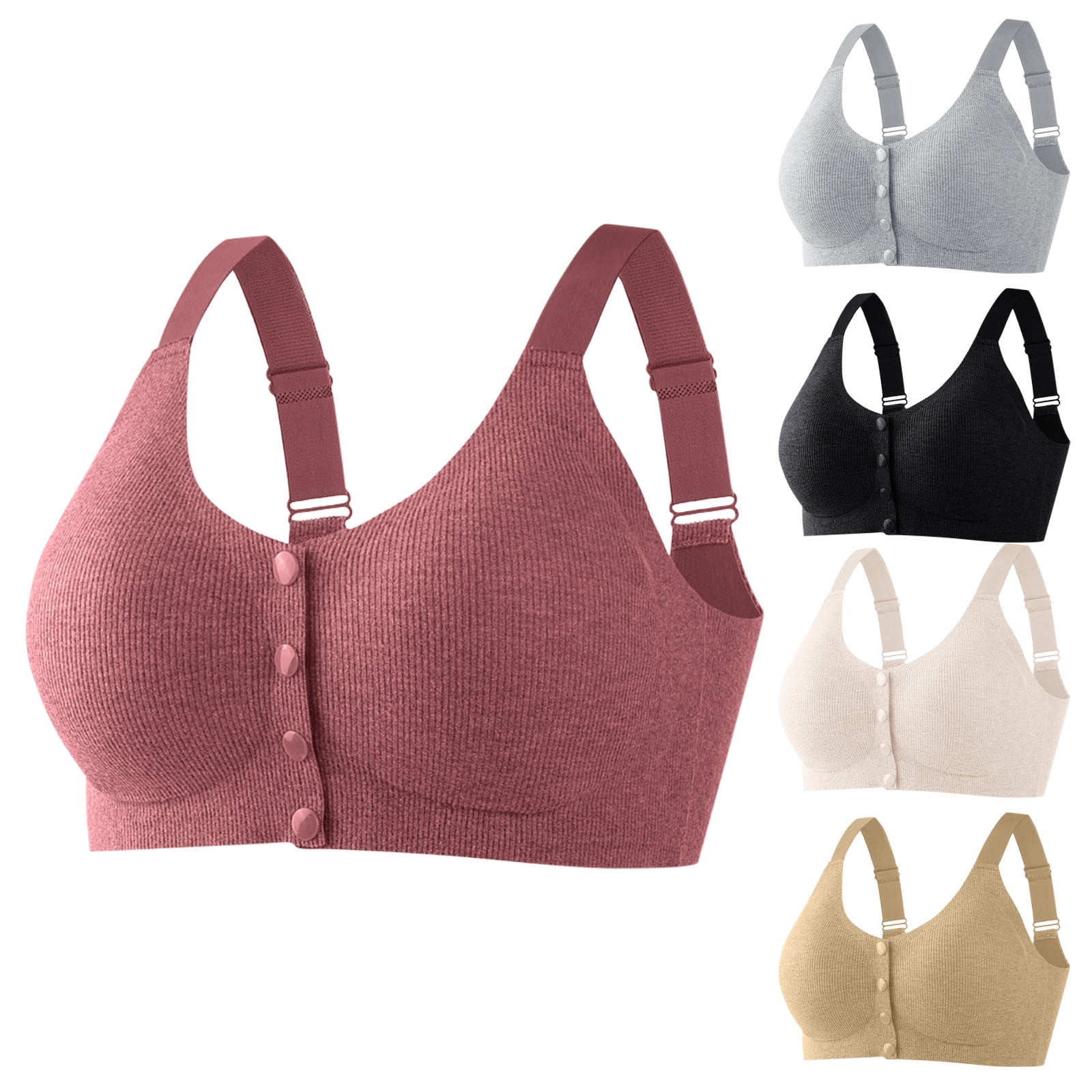 Meichang Bras for Older Women Front Snap Bras Large Bust Full Coverage ...