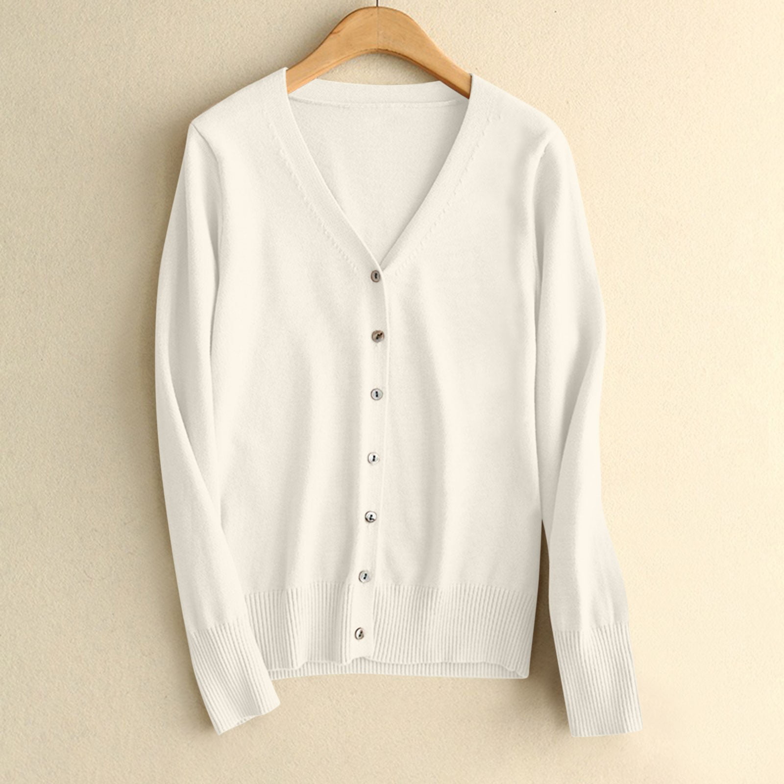 Meichang Cardigan Sweaters for Women Long Sleeve V-Neck Button Down Sweater Cardigan Basic Solid ...