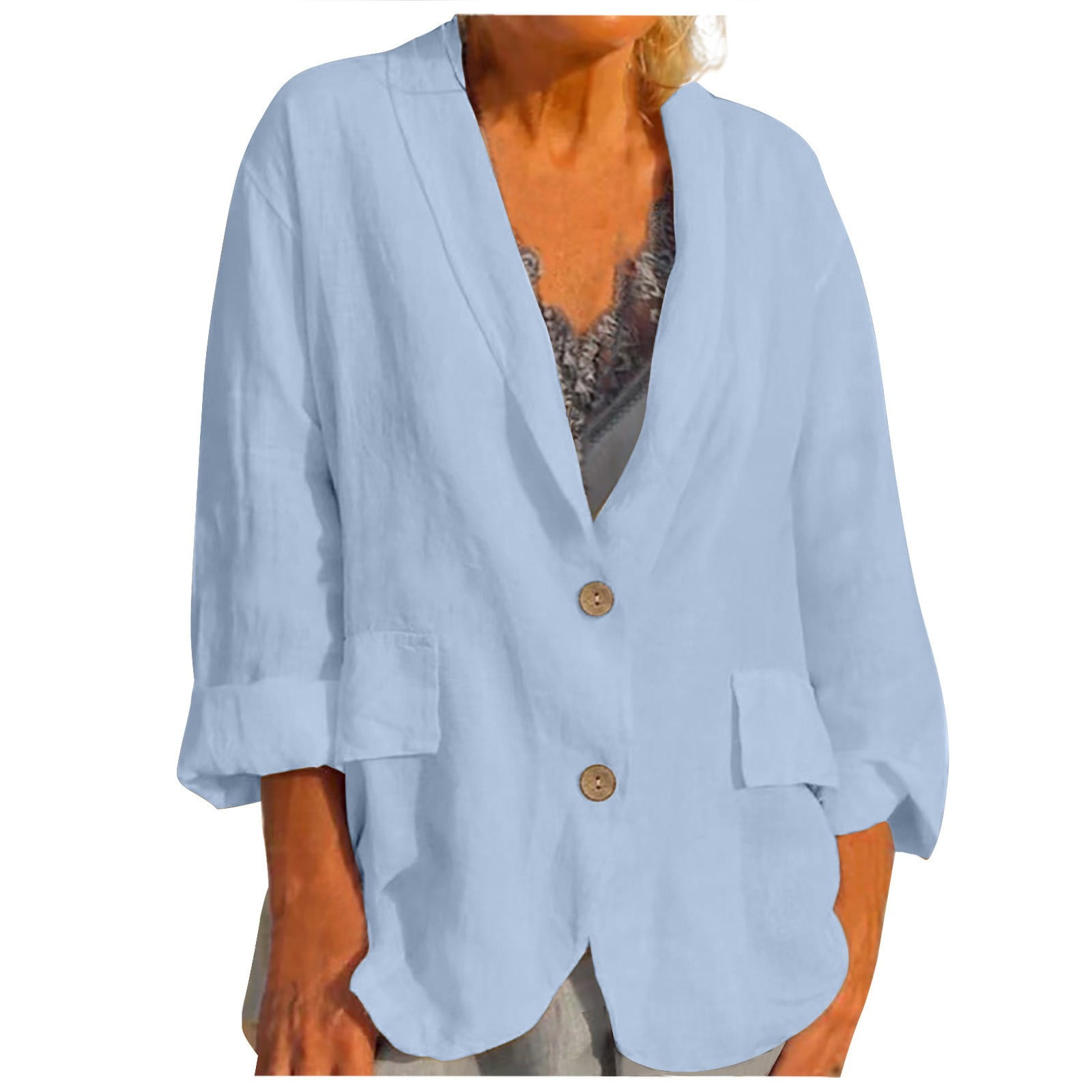 Meichang Cotton Linen Blazers for Women Dressy Casual Long Sleeve ...