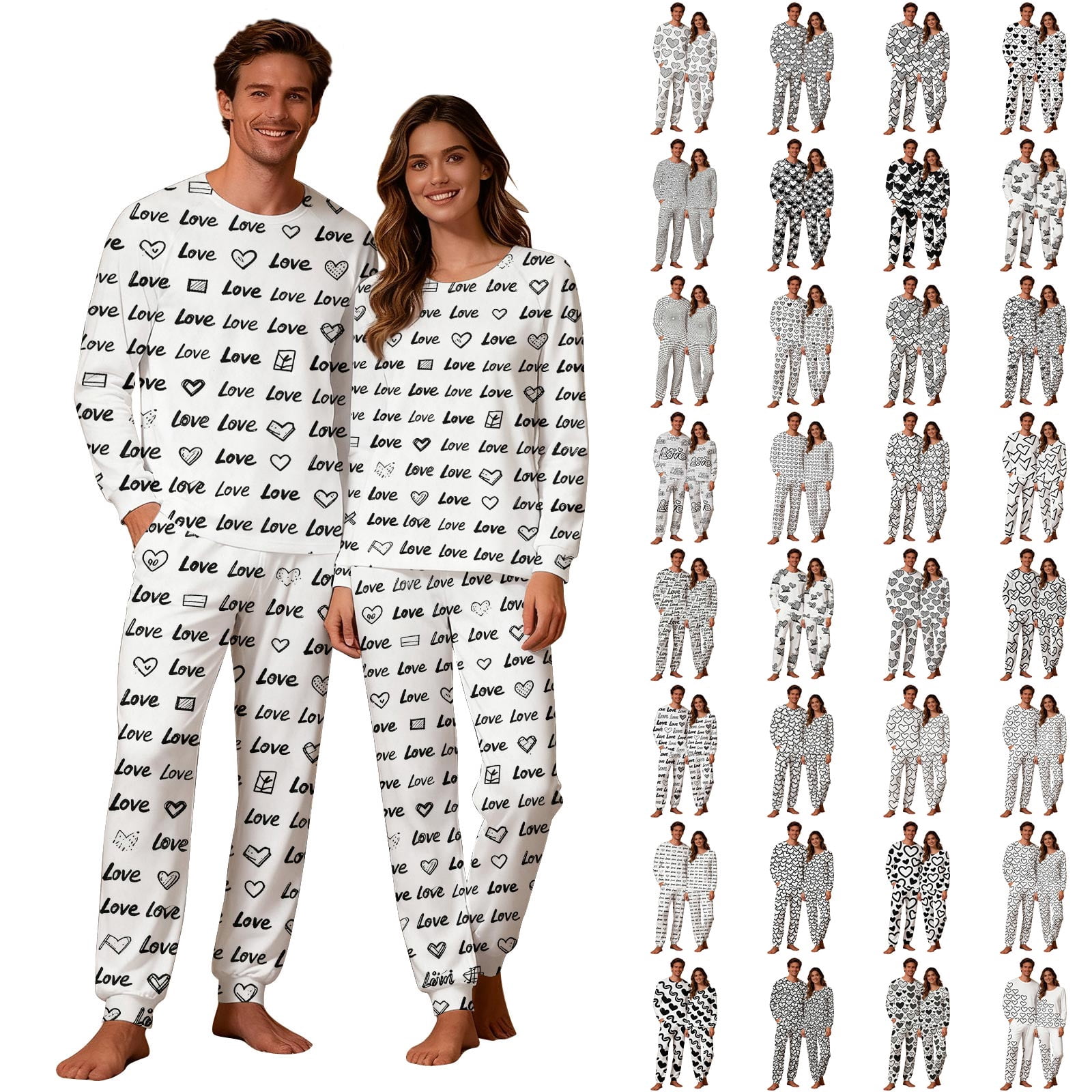 Meichang Couples Pajamas Matching Sets Valentines Day Pajamas 2 Piece ...