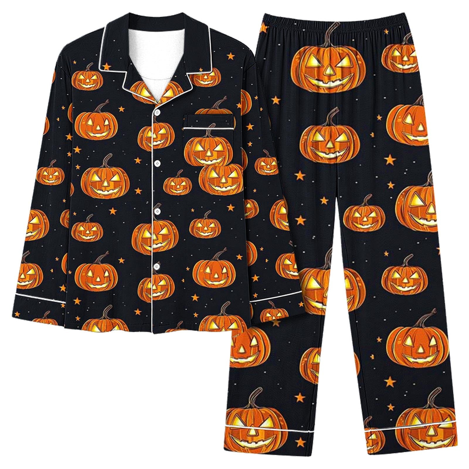 Meichang Fall Halloween Pajamas Women Button Down 2 Piece Pjs Pant Set ...