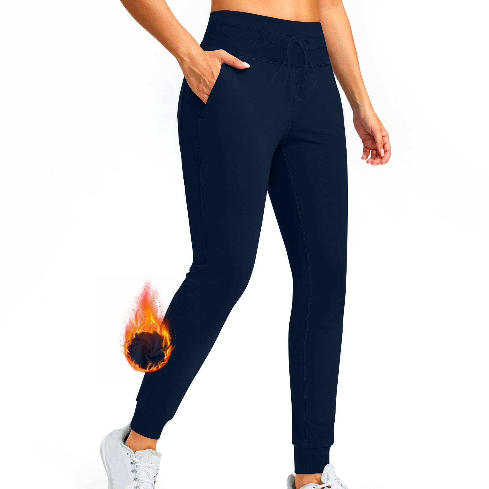 Meichang Fleece Lined Joggers for Women Plus Size High Waisted Thermal ...