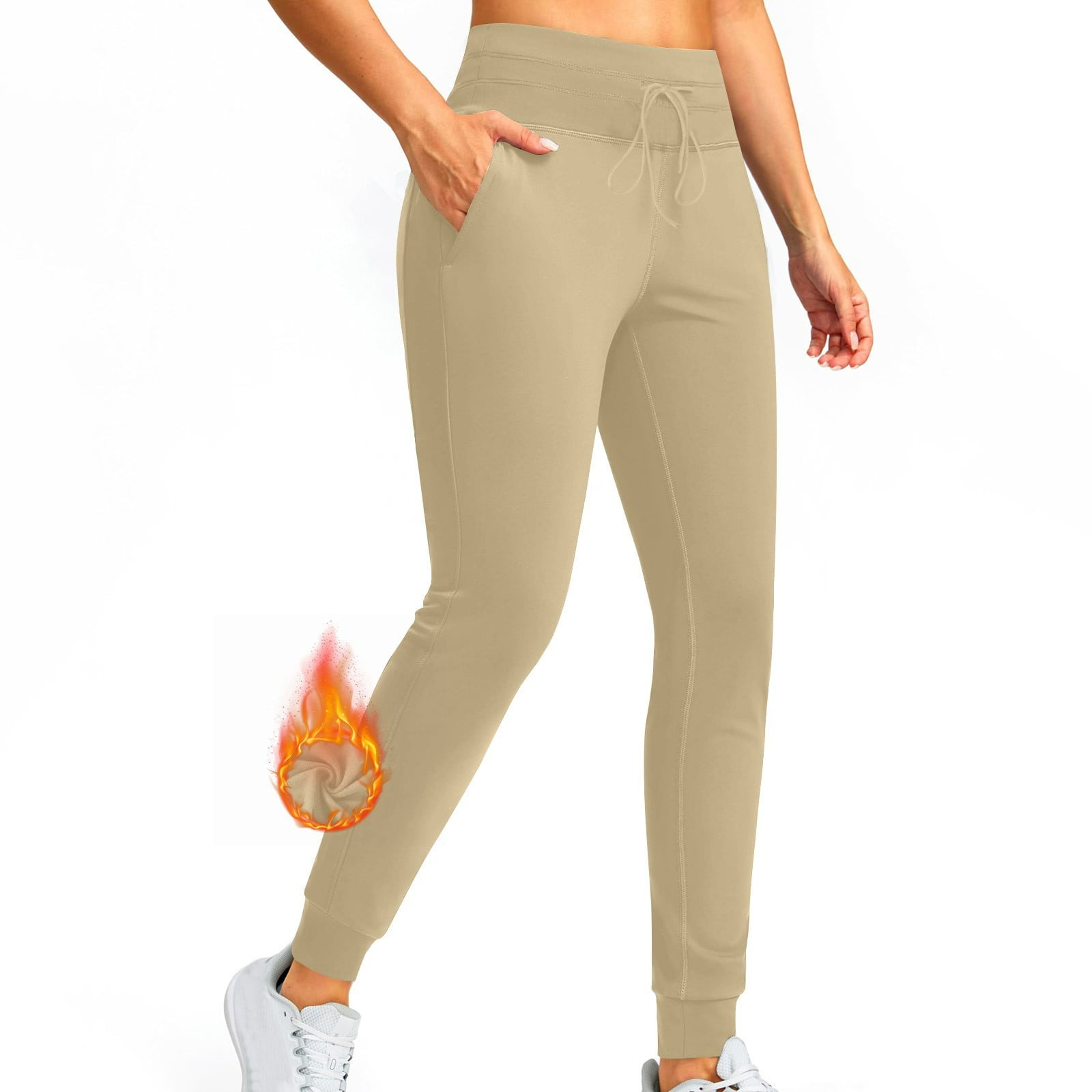 Meichang Fleece Lined Joggers for Women Plus Size High Waisted Thermal Winter Sweatpants with ...