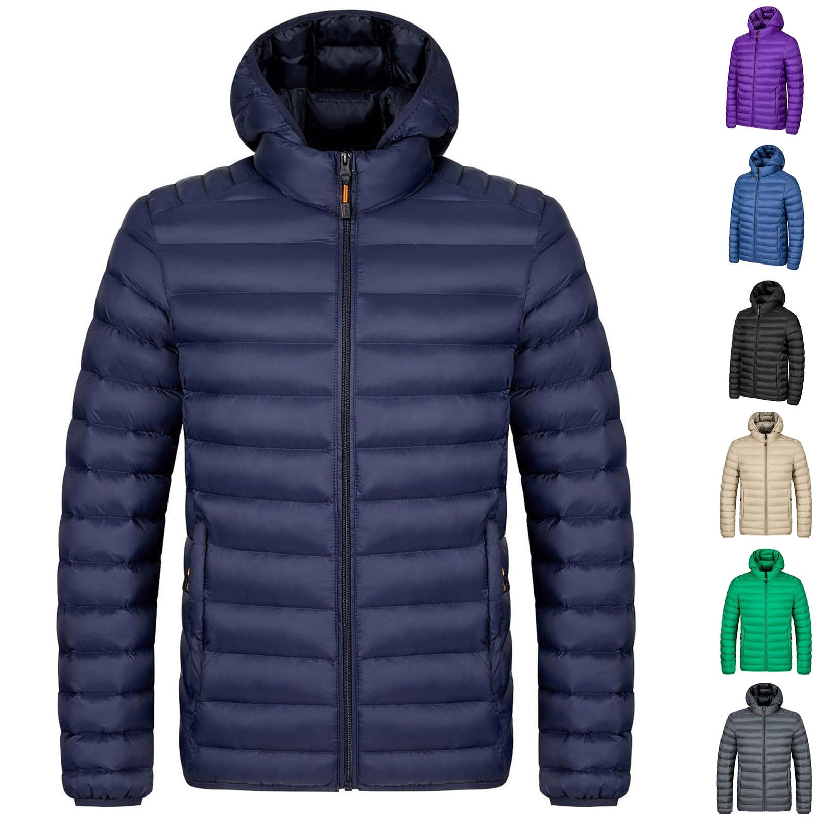 Meichang Men's Winter Puffer Jacket Hooded Long Sleeve Zip Up Down Coat ...