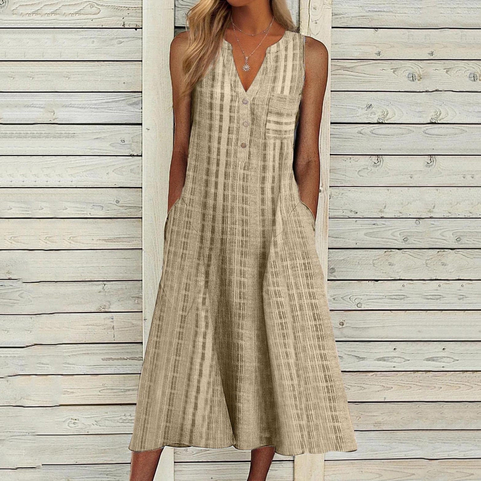 Meichang Spring Dresses for Women 2024 Trendy Sleeveless Midi Dresses ...