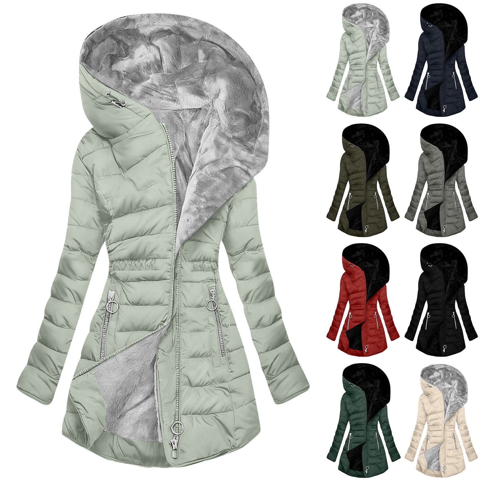 Meichang Winter Coats for Women Petite Sherpa Fleece Lined Warm Puffer ...