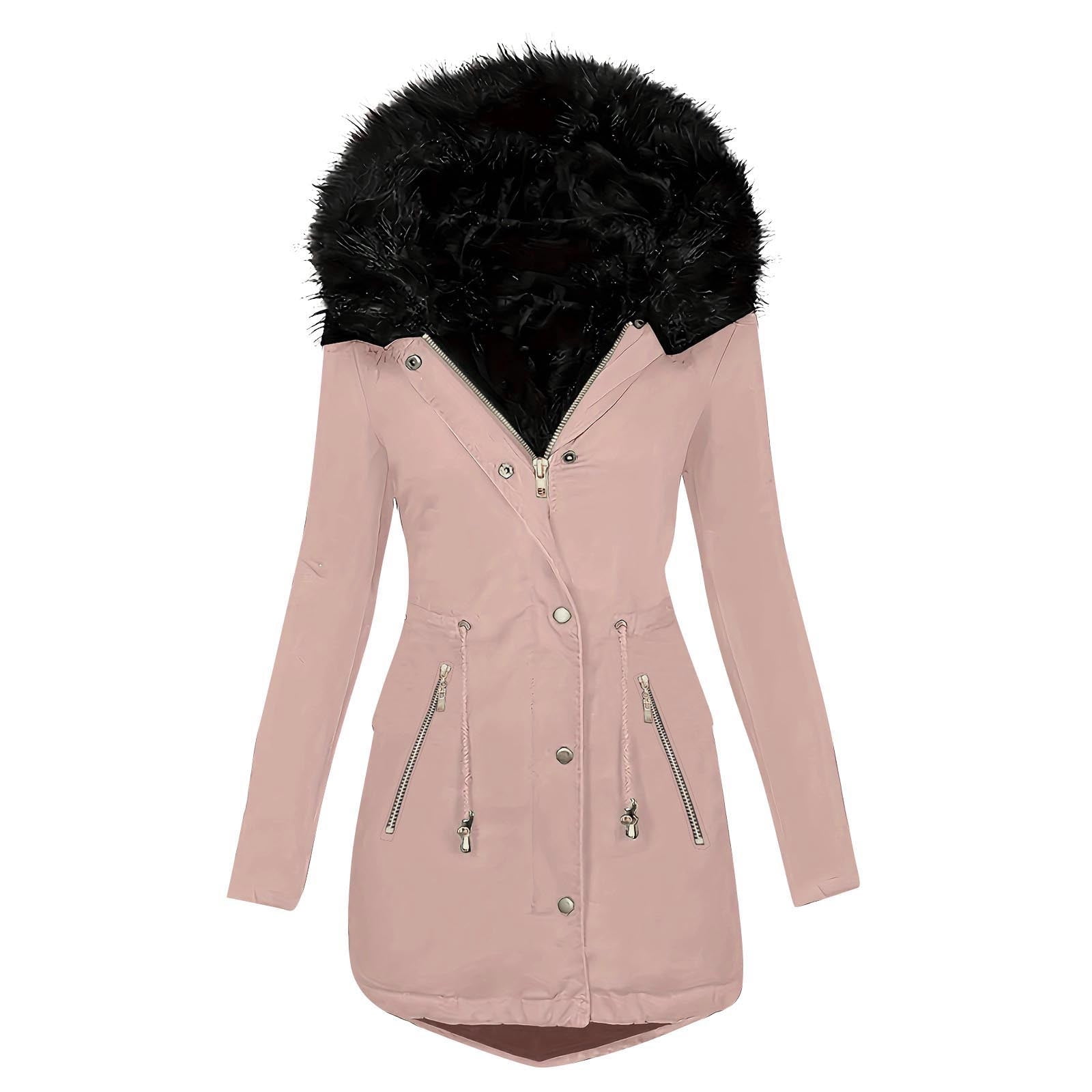 Meichang Winter Coats for Women Hooded Warm Winter Overcoat with Faux ...