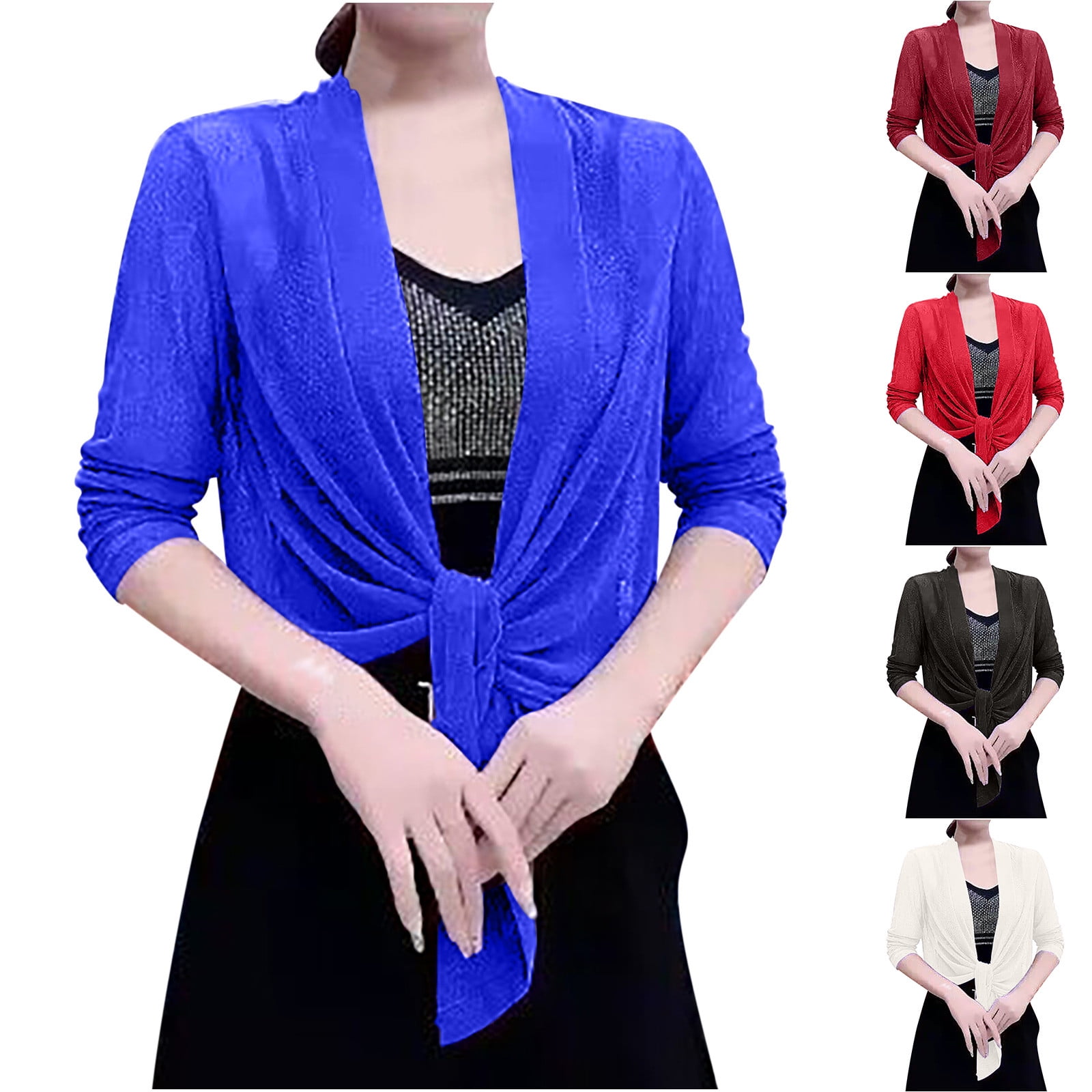 Meichang Women Chiffon Cardigan Open Front Long Sleeve Sheer Cardigans ...