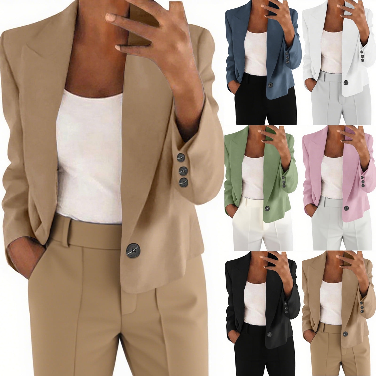 Meichang Women's Blazers for Work Professional Cropped Blazer Long ...