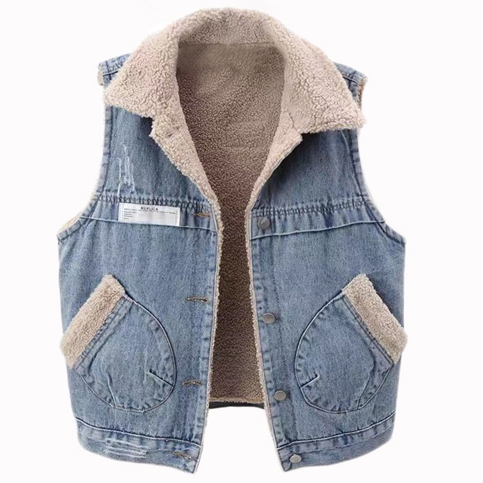 Meichang Womens Cropped Demin Vest Lightweight Sleeveless Y2K Puffy ...