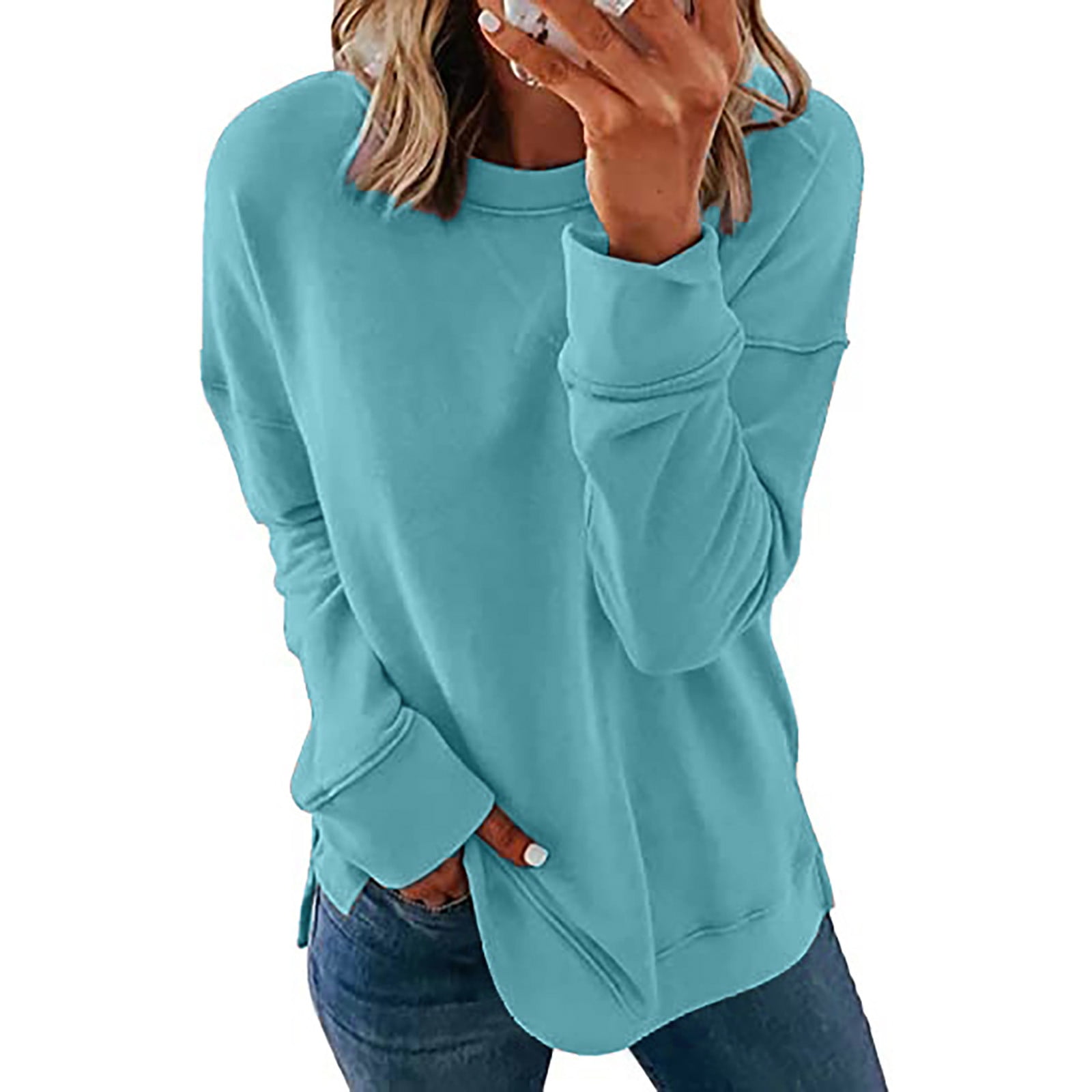 Meichang Womens SweatShirts no Hood Round Neck Long Sleeve Lounge ...