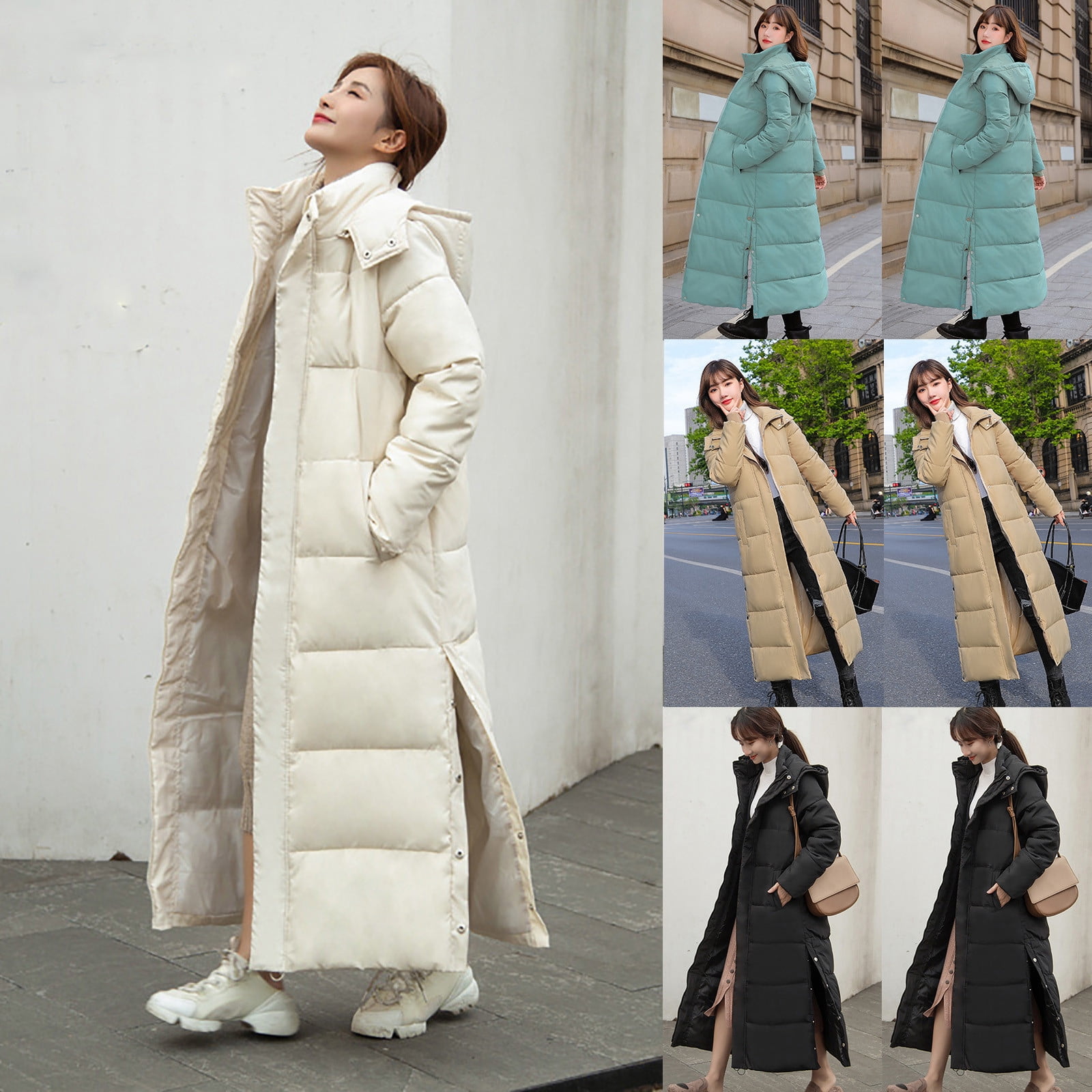 Meichang Womens Winter Coats with Detachable Hooded Long Puffer Coats ...