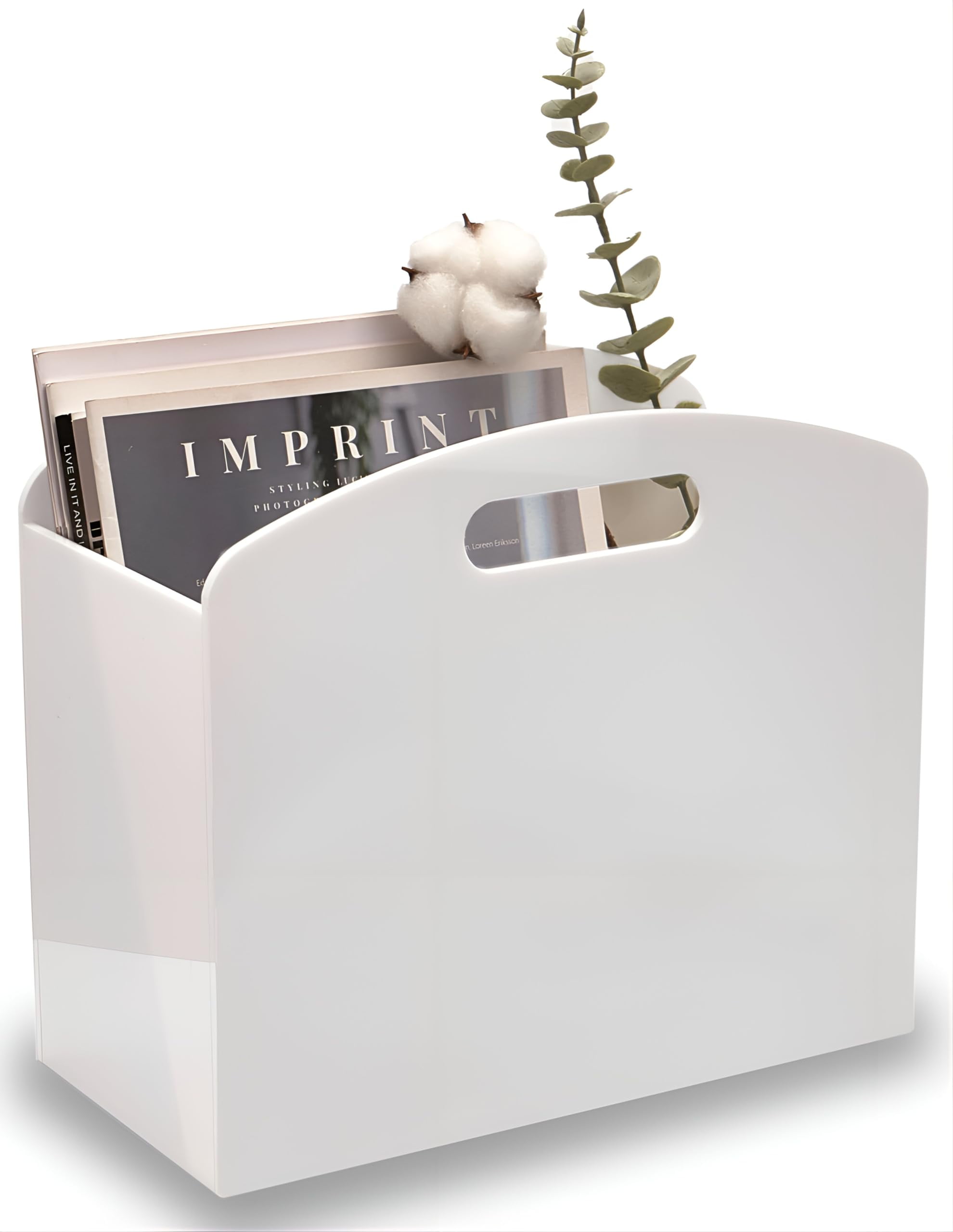 Meicloud White Magazine Holder - Acrylic Magazine Rack Floor, Newspaper ...