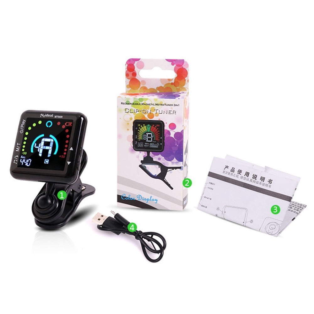 Meideal Portable Chromatic LED Clip On Guitar Tuner Metronome Digital ...