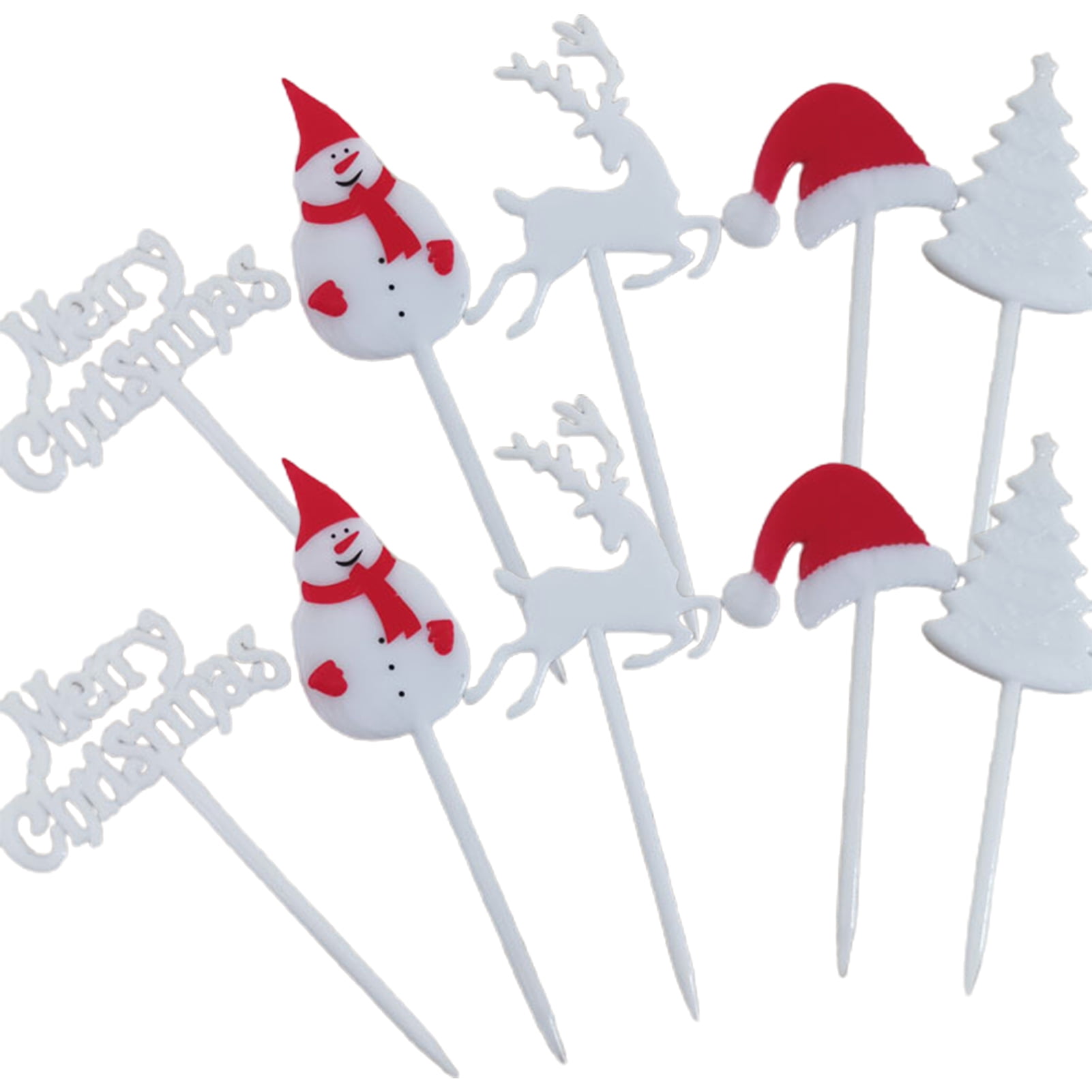 Meidiya 10/20/30/50/100Pcs Christmas Fruit Food Picks Non-slip Cartoon ...