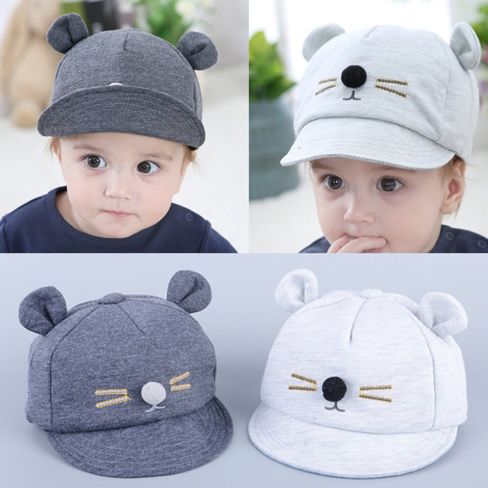 Meidiya 2 Pcs/Set Baby Mouse Adjustable Baseball Cap Infant Kids Wide ...