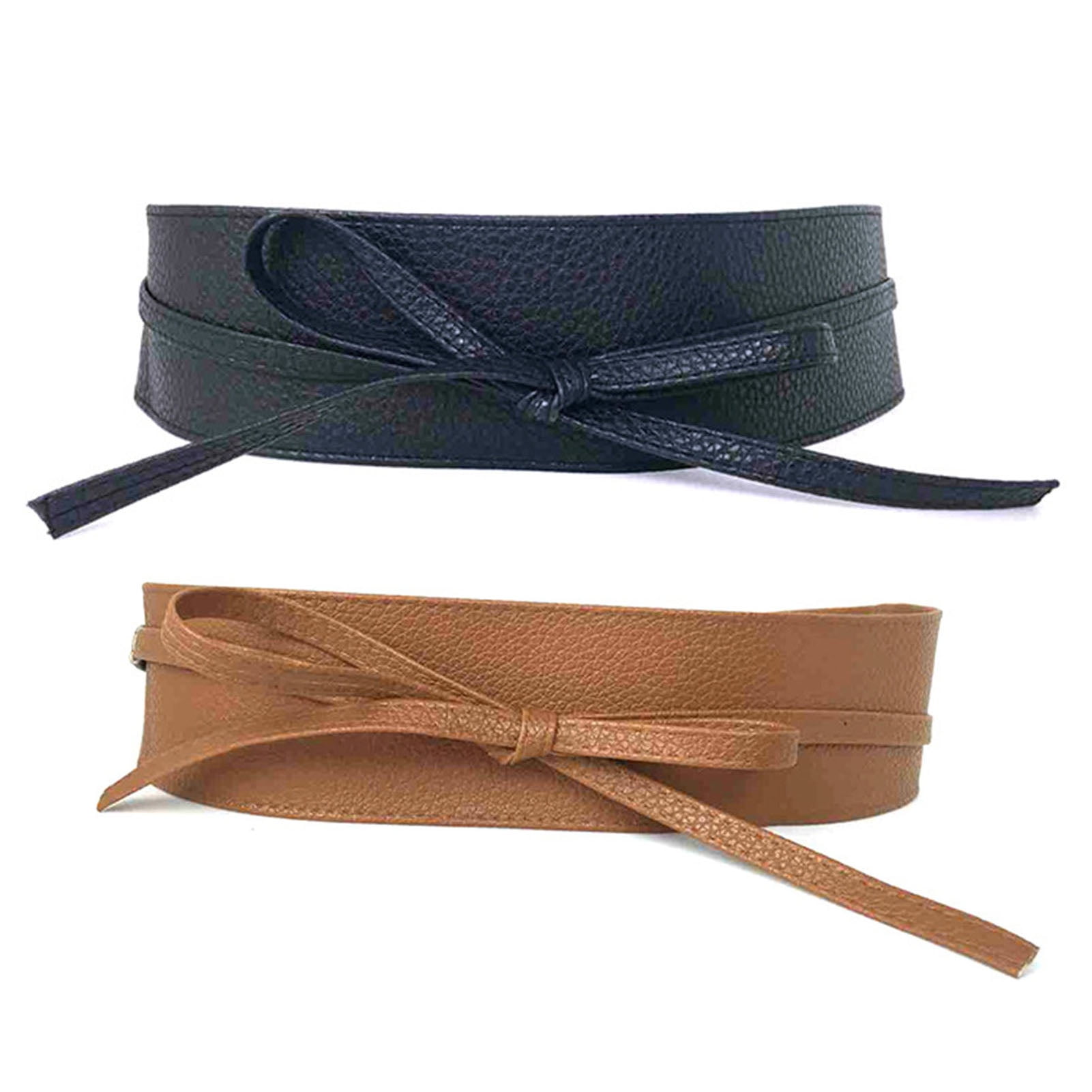 Meidiya 2 Pcs/Set Womens Faux Leather Wide Cinch Belt Waistband Lace Up ...