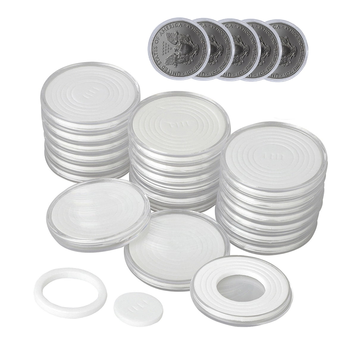 Meidiya 20 Pieces 46mm Coin Holder Clear Coin Capsules Plastic Storage ...