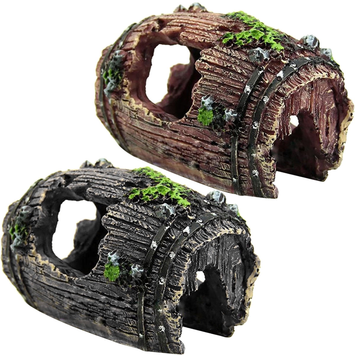 Meidiya 2Pcs Betta Log Resin Hollow Tree Barrel Ornament,Betta Fish ...