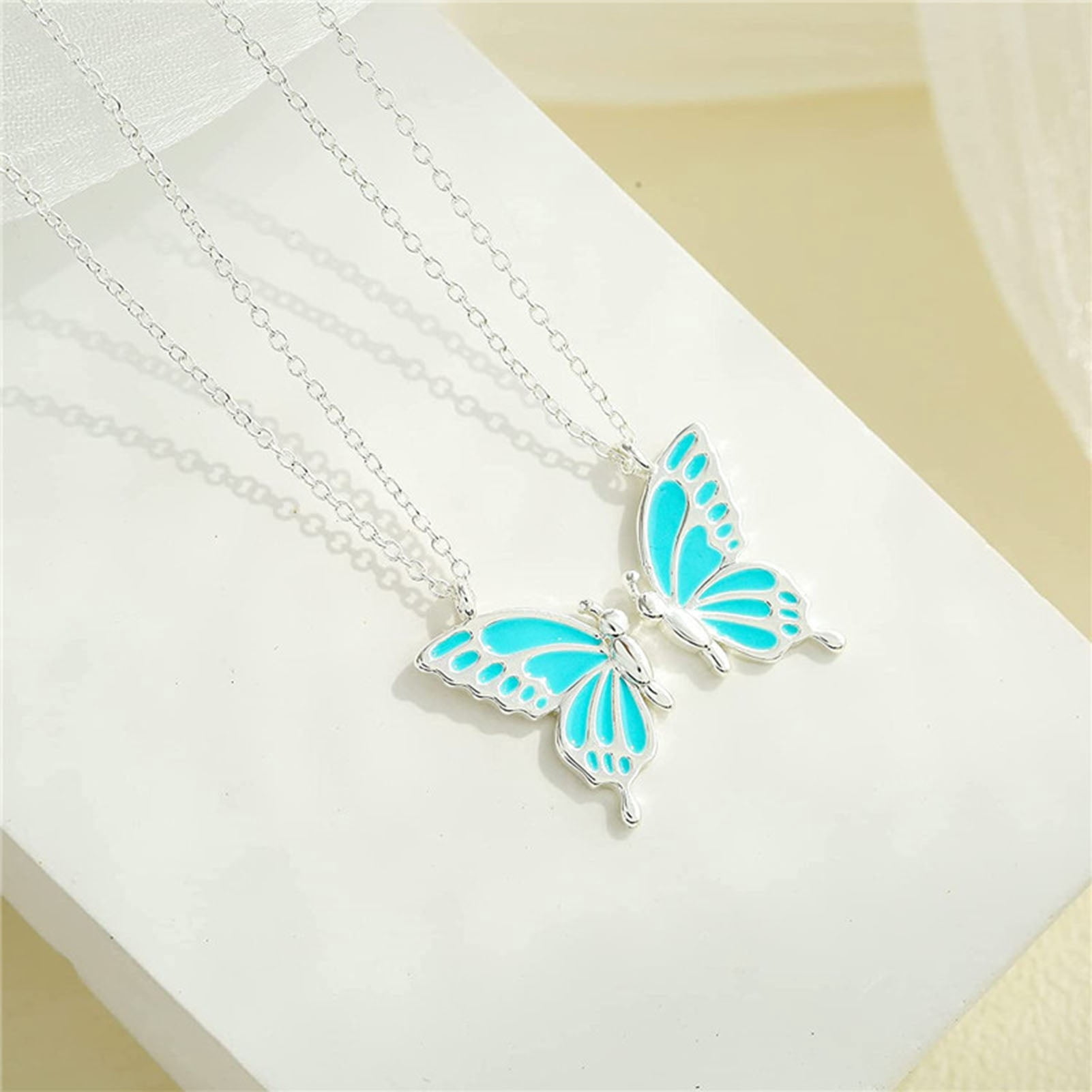 Meidiya 2Pcs/Set Friendship Couple Butterfly Necklaces Bright Luster ...