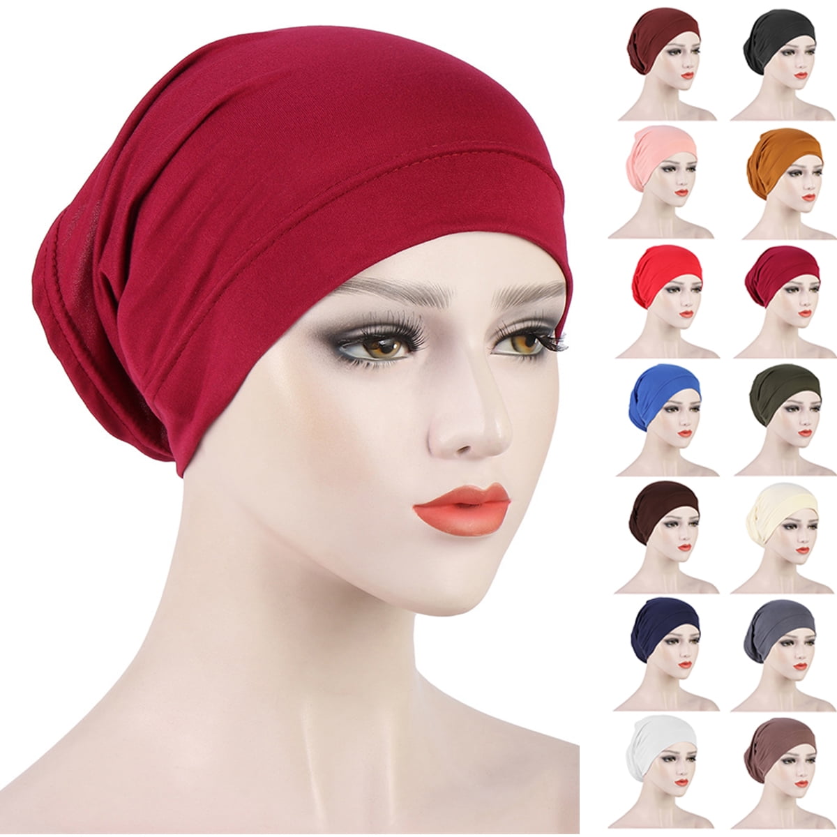 Meidiya 3Pcs/Set Women's Stretch Under Scarf Hijab Cap Solid Color ...