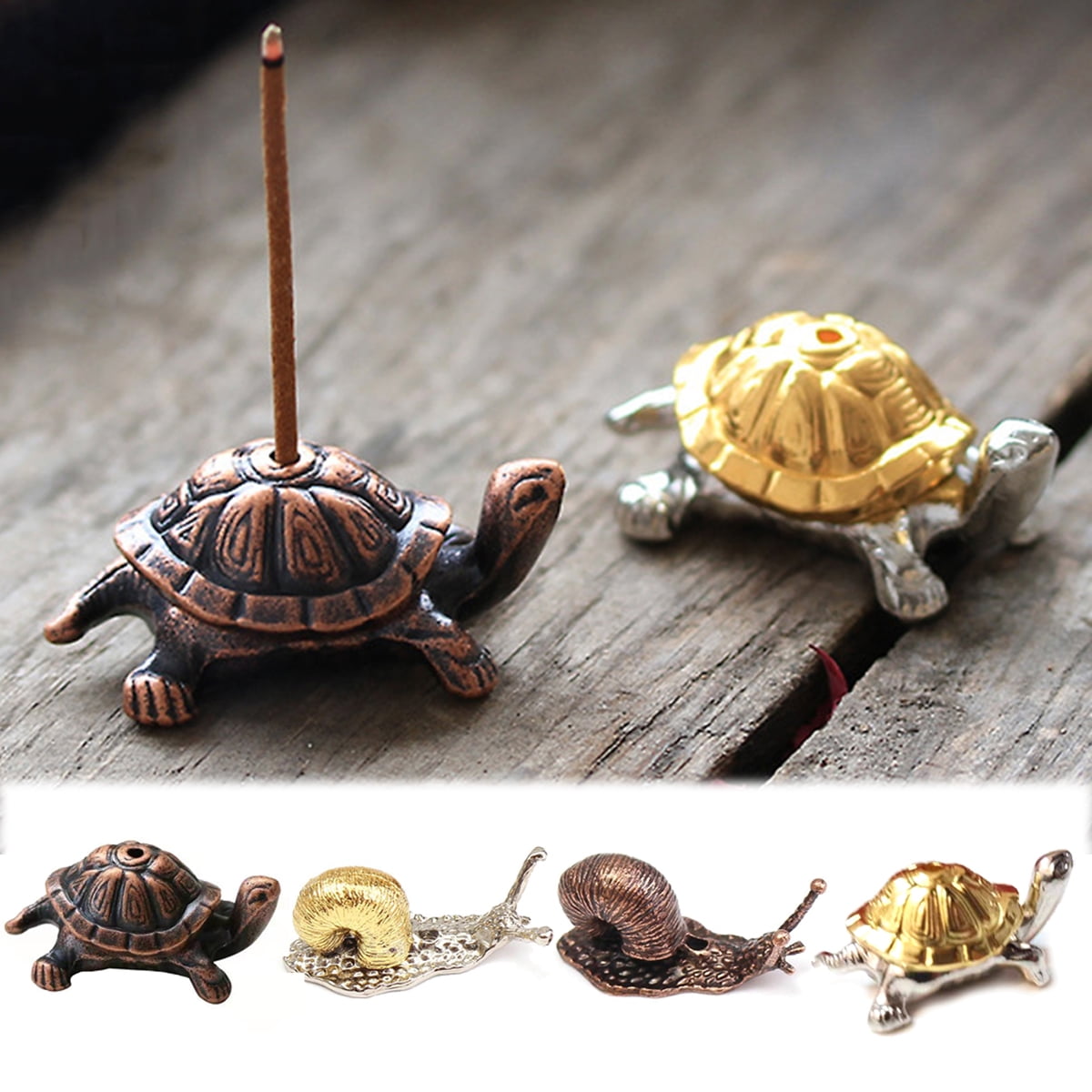 Meidiya 4Pcs Incense Holder Set,Turtle and Snail Incense Burner,Alloy ...