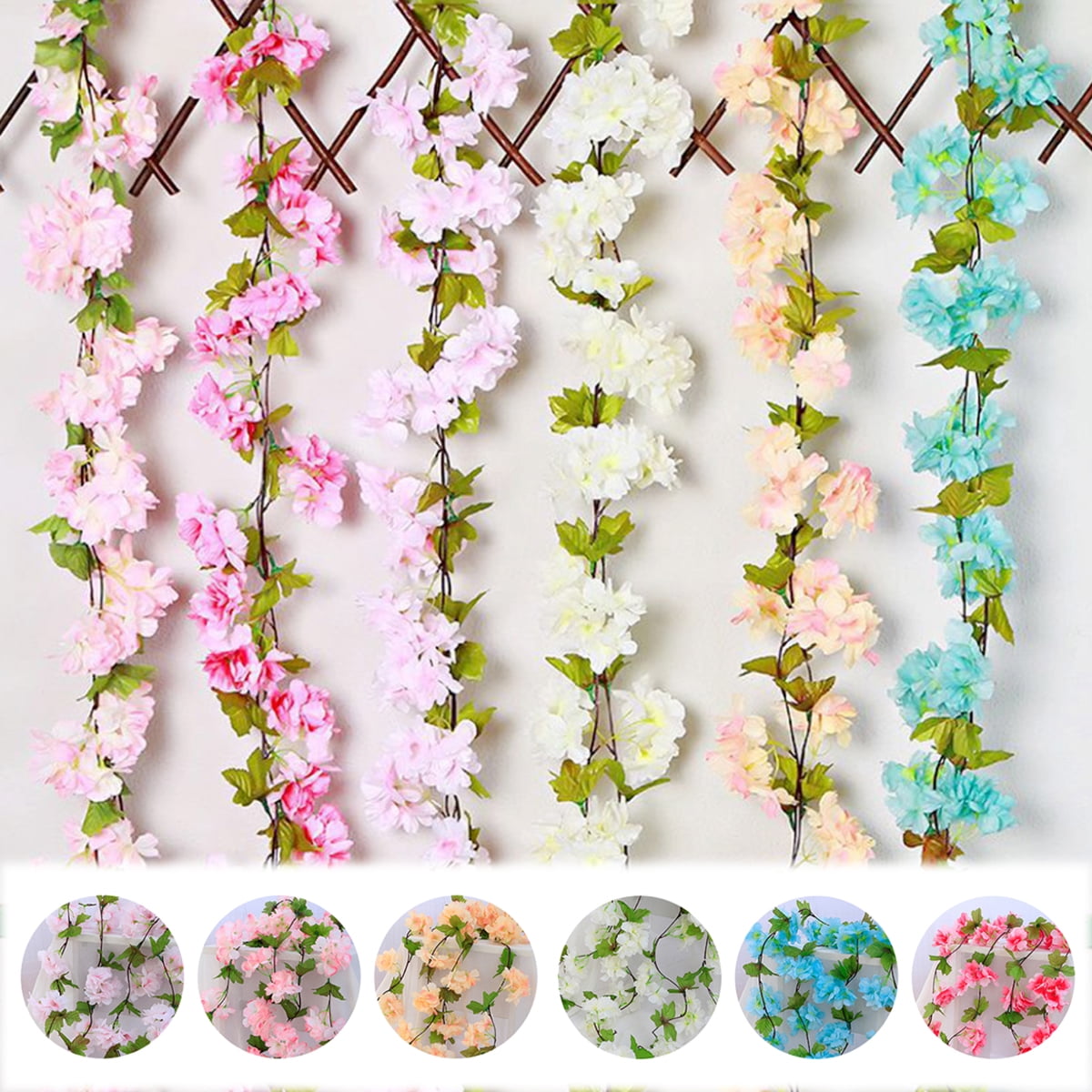 Meidiya Artificial Sakura Vine Flowers Garland 86 6inch Artificial ...