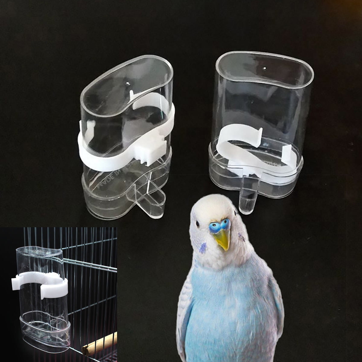 Meidiya Automatic 2-Cake Parakeet & Cockatiel Bird Feeder with 13.5cm x ...