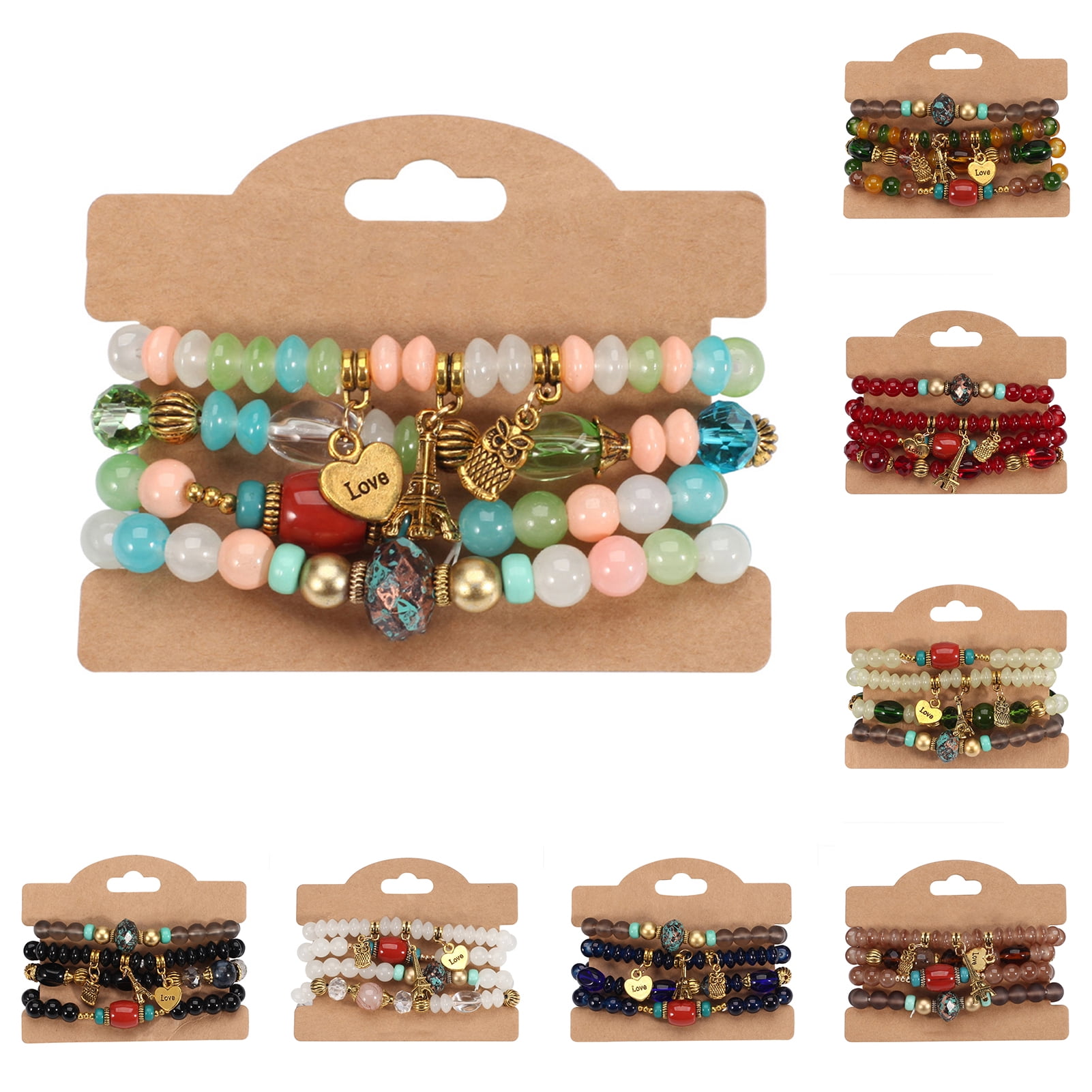 Meidiya Bohemian Stackable Beads Tassel Bracelet, 4-Piece - Walmart.com