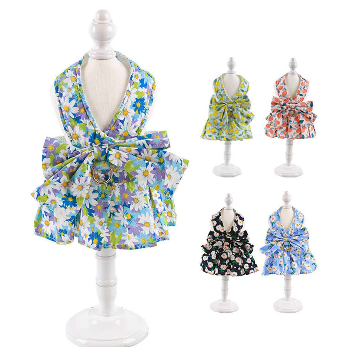 Meidiya Floral Dog Harness Dress with Leash Set,Mesh Breathable Puppy ...