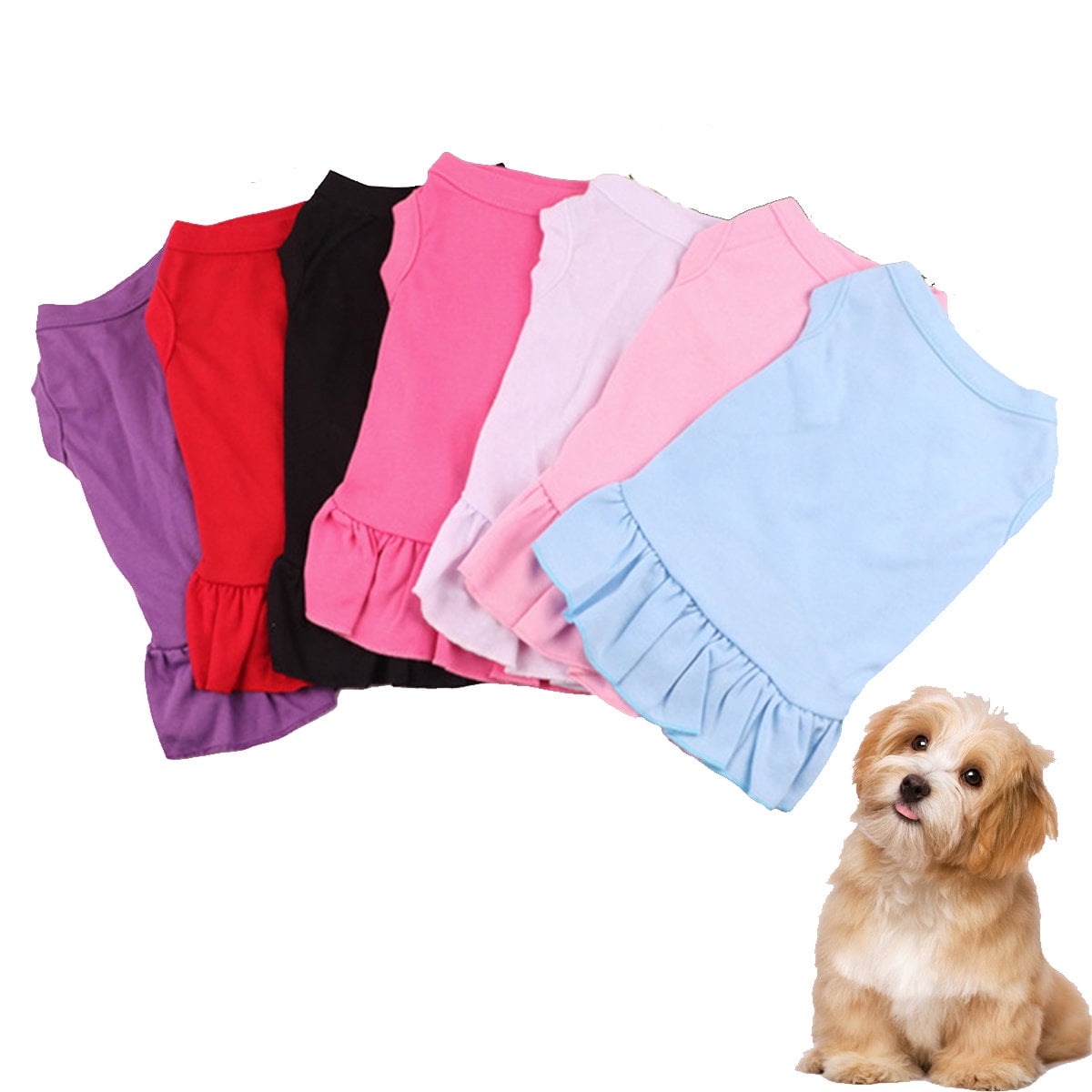 Meidiya Plain Dog Dresses Pet Shirts with Ruffles,Summer Cute Puppy ...