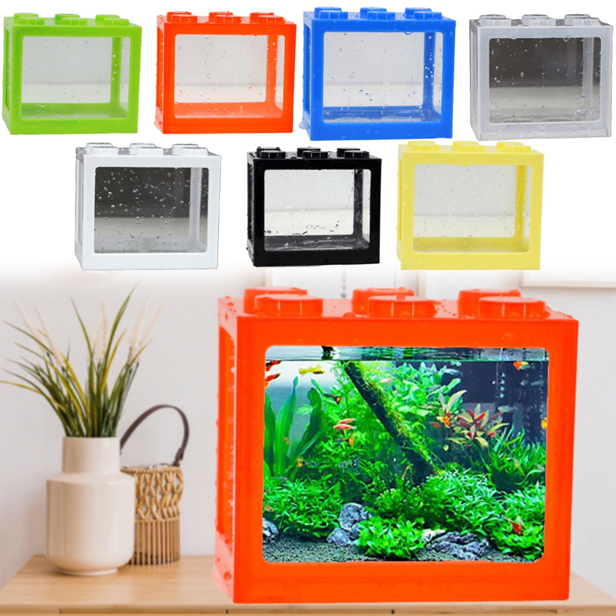 Meidiya Portable Plastic Betta Fish Tank Aquarium Accessories Small ...