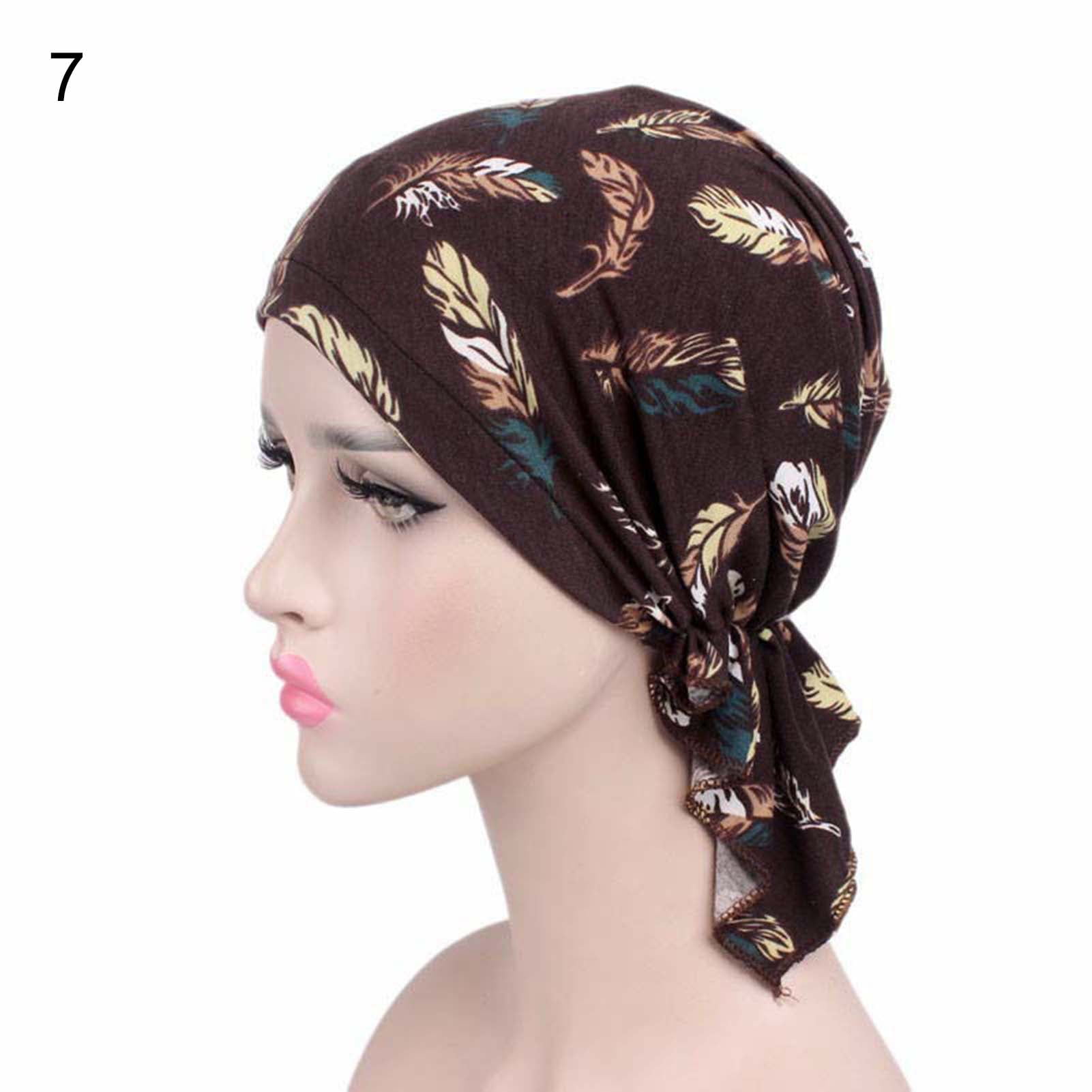 Meidiya Pre Tied Chemo Cancer Head Scarf Hat Cap Fashion Leaf Print ...