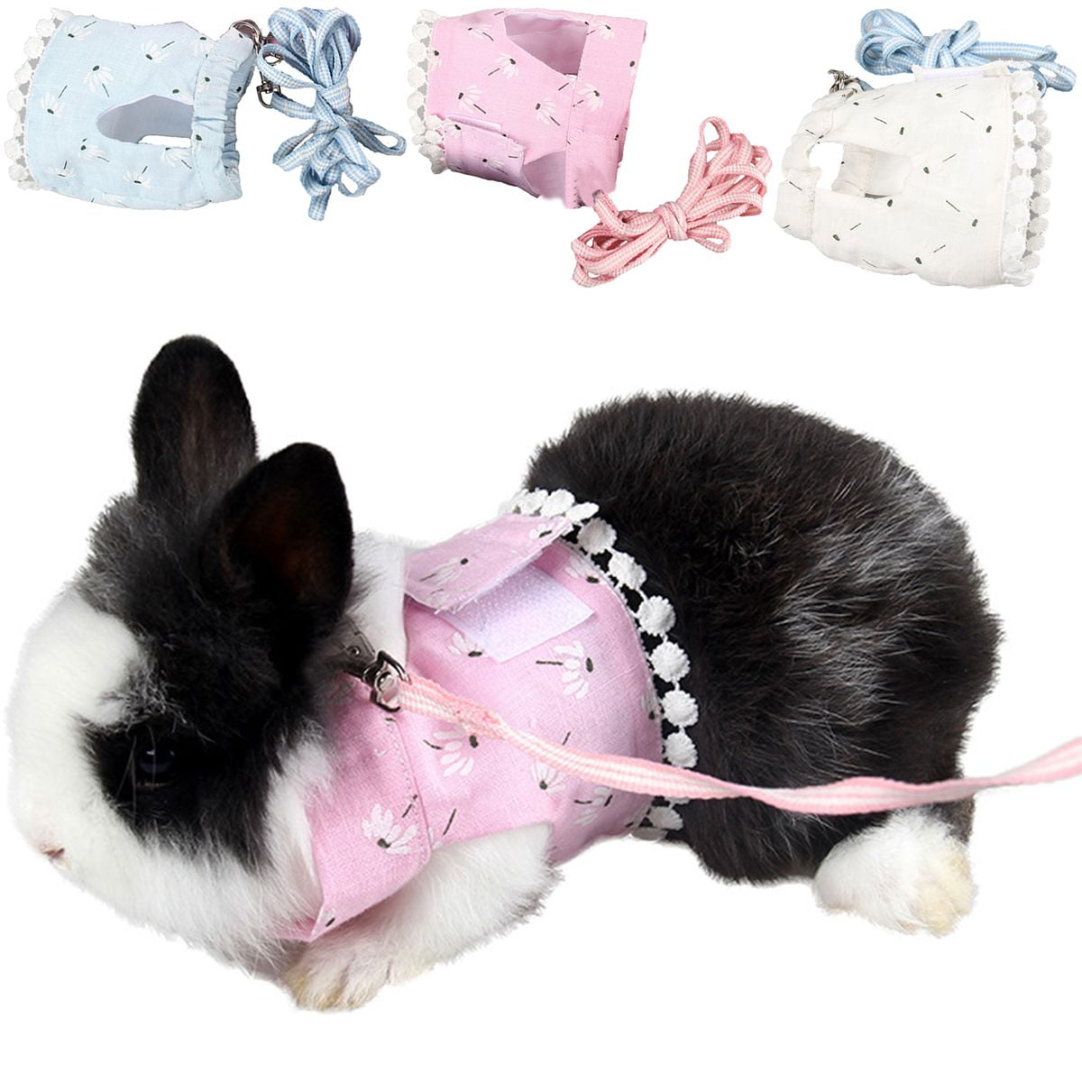 Meidiya Soft Guinea Pig Clothes Cute Lace Small Animal Harness and Leash Set Rabbit Walking Vest ...