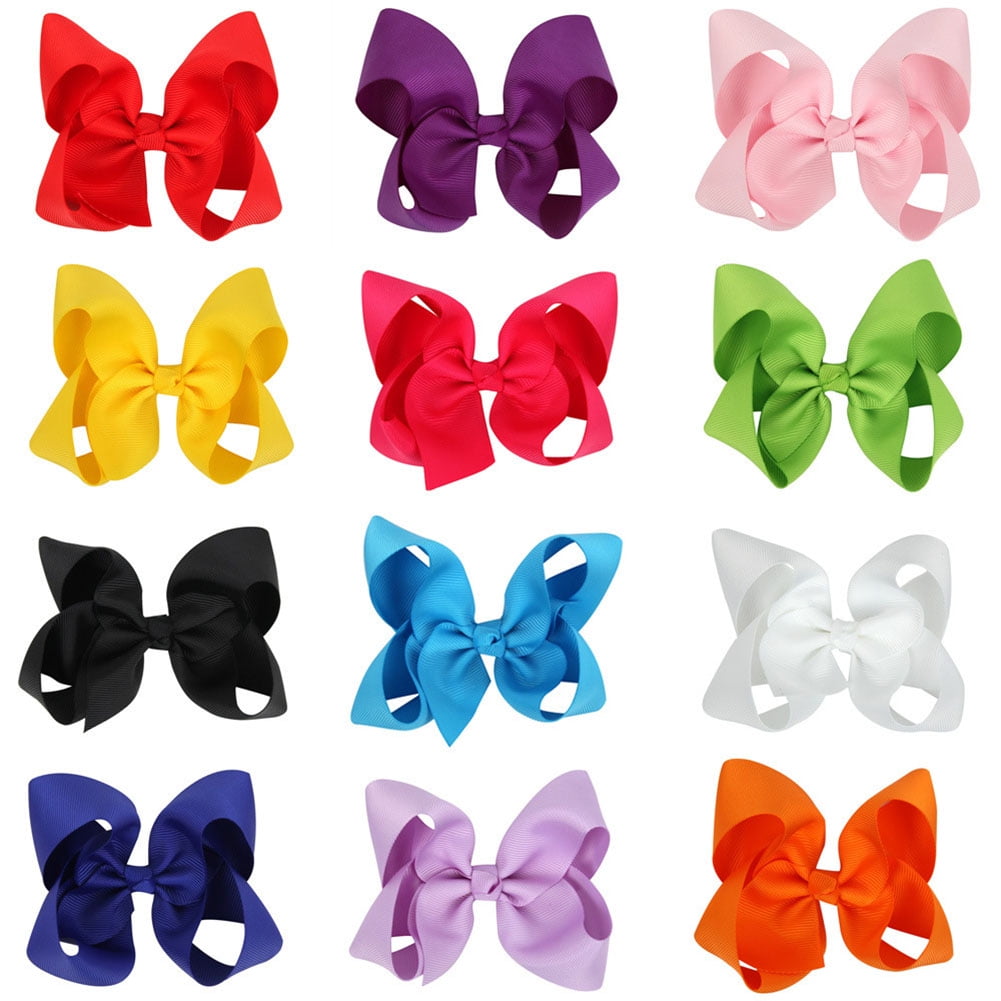 Meidiya Solid Color Bowknot Hair Bows For Girls Grosgrain Ribbon Large ...