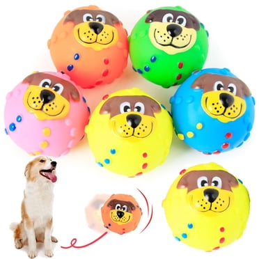 2/3/6 Pack 2.8" Smiley Face Squeaky Dog Toys Soft Dog Balls Latex ...