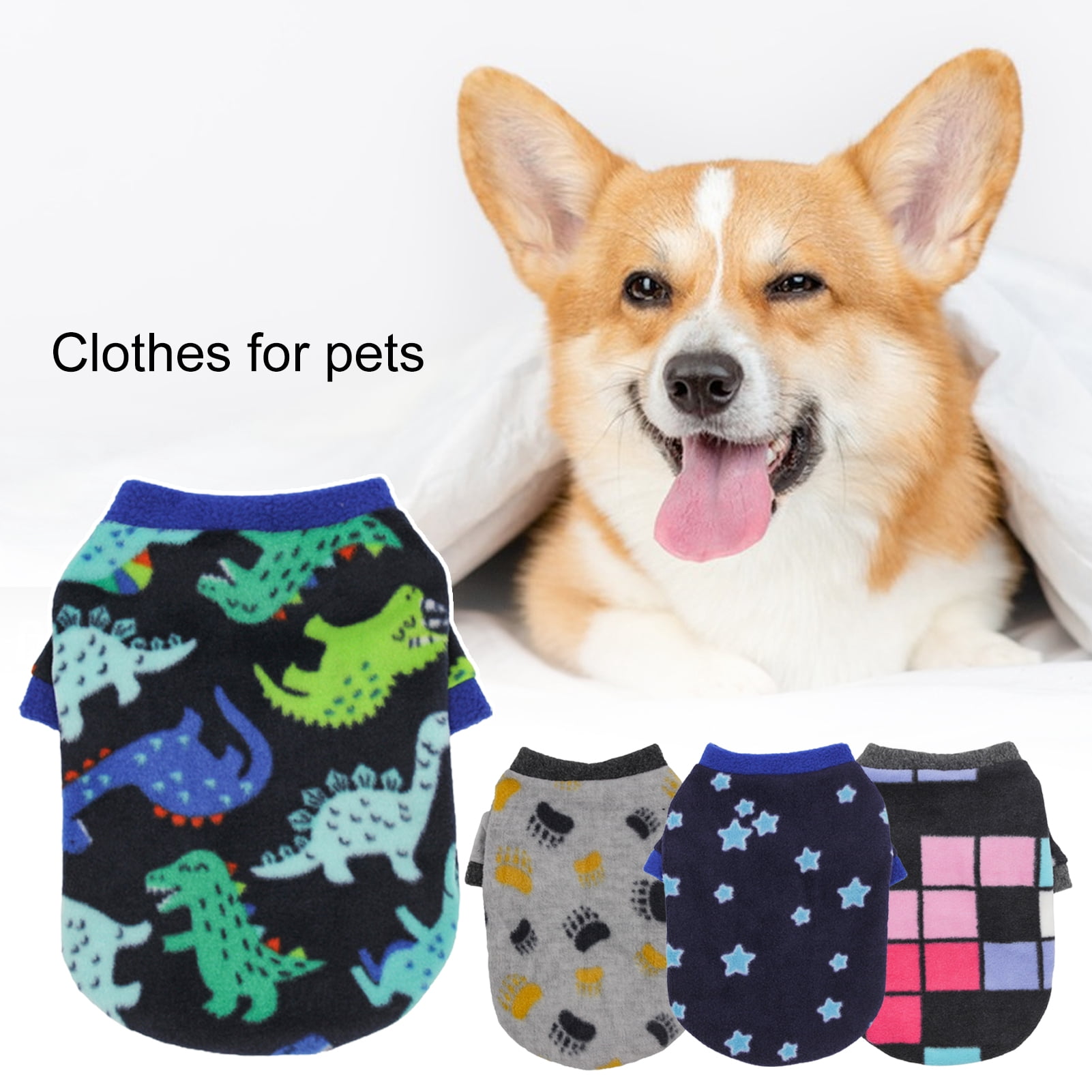 Meidiya Winter Dog Clothes Plaid Paw Print Sweatshirts Polar Fleece ...