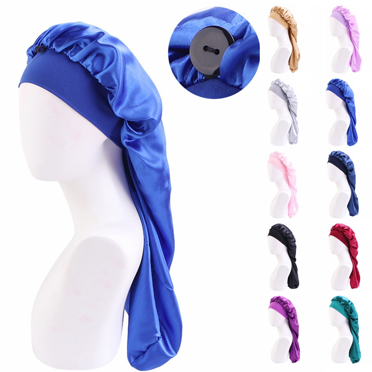 Meidiya Women Beret Extra Large Satin Sleep Cap for Long Hair, Long ...