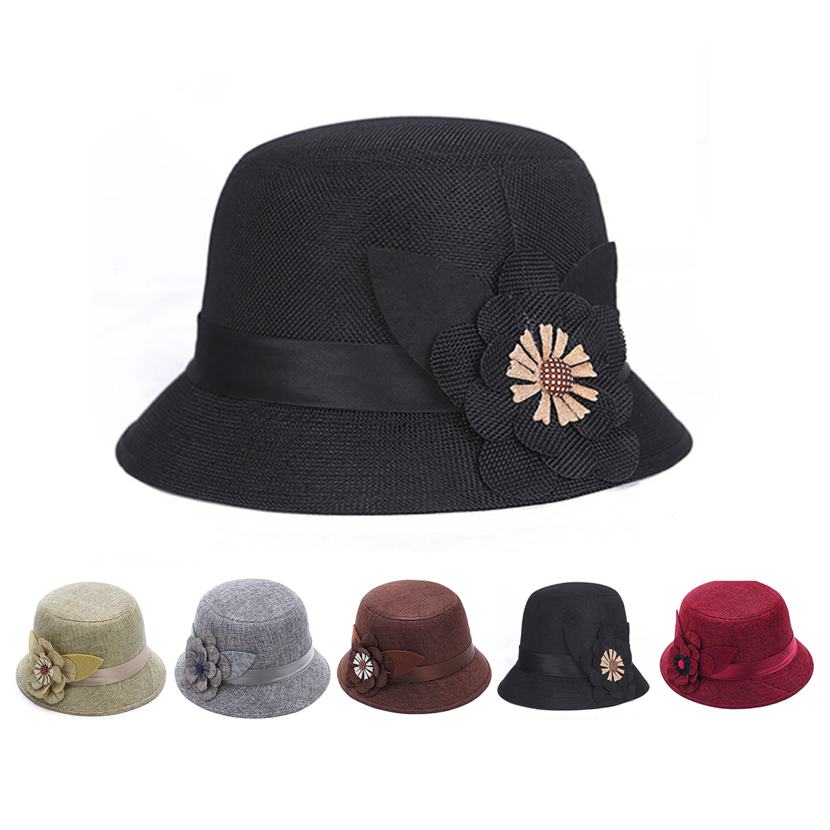 Meidiya Women Flower Top Hat Fshion Fascinator Wedding Party Linen Wide ...