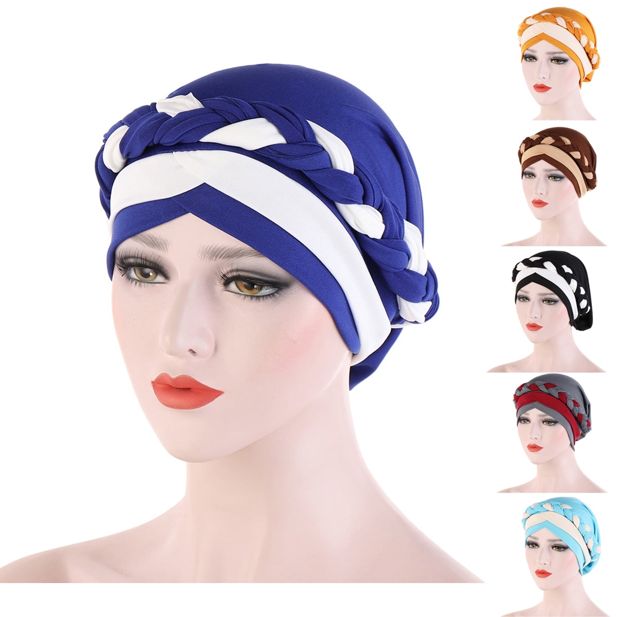 Meidiya Womens Chemo Cancer Head Hat Pre-Tied Twisted Braid Hair Cover ...