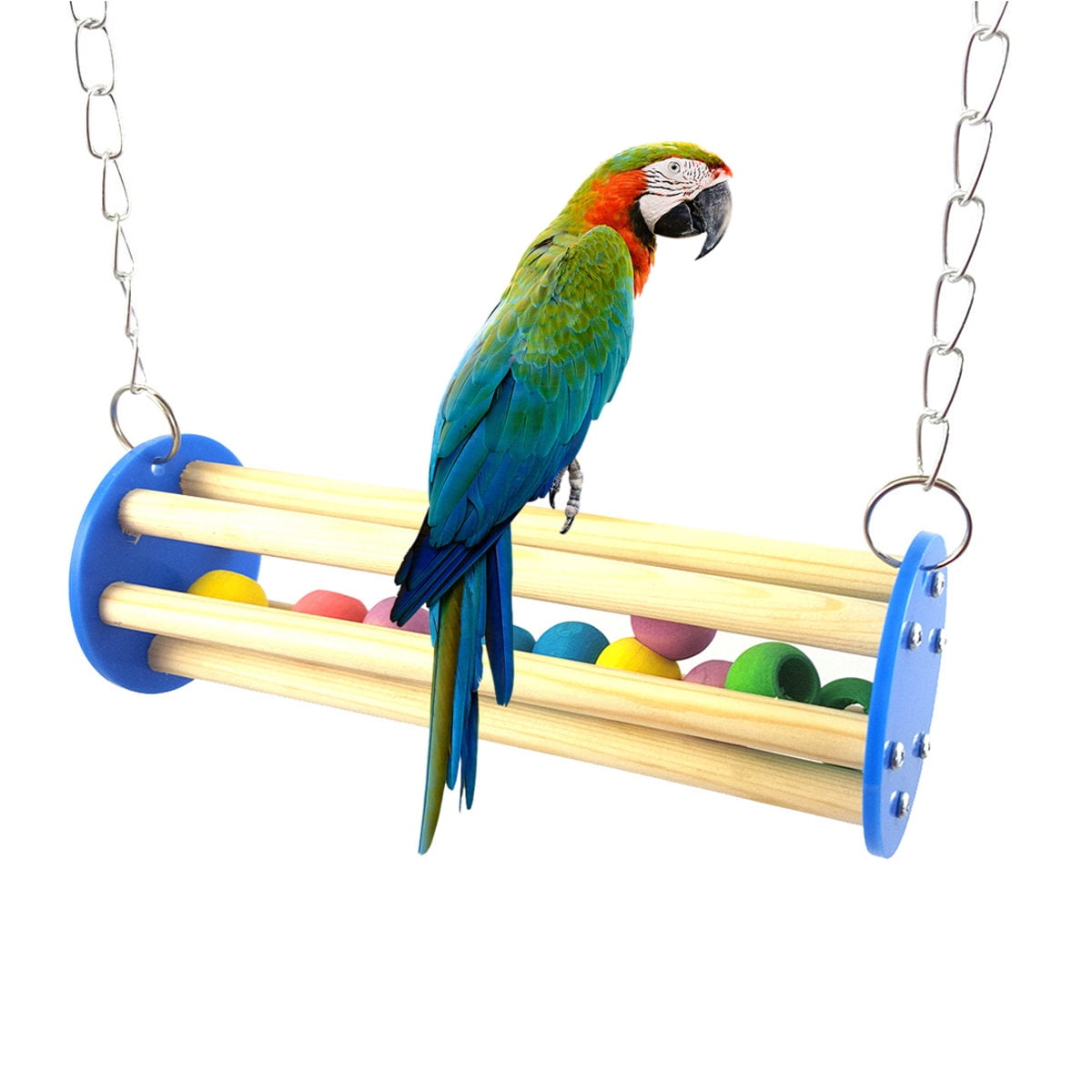 Meidiya Wooden Pet Bird Swing,Parrot Cage Toys Hanging Bell Swing Toys ...