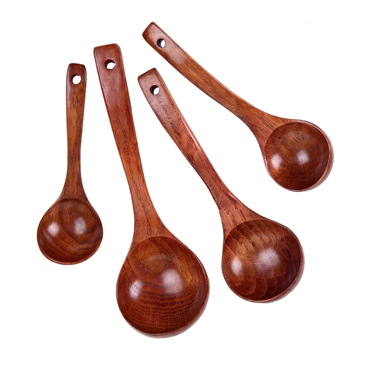 Meidiya Wooden Spoons for Eating,Solid Wood Curved Handle Large Spoon ...