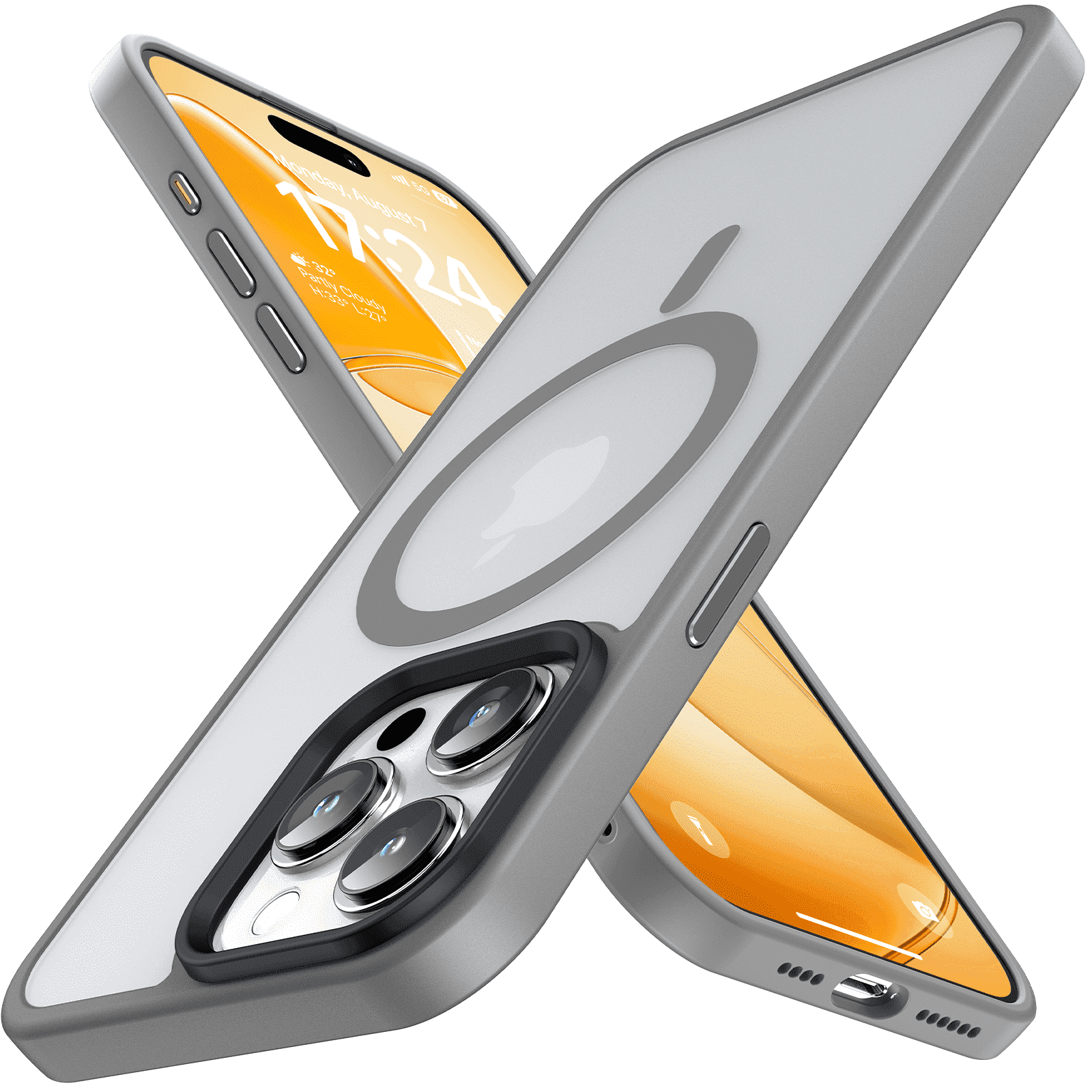 MEIFIGNO MagSafe Aluminum Alloy Phone Case for iPhone 15 Pro 6.1, Gray ...