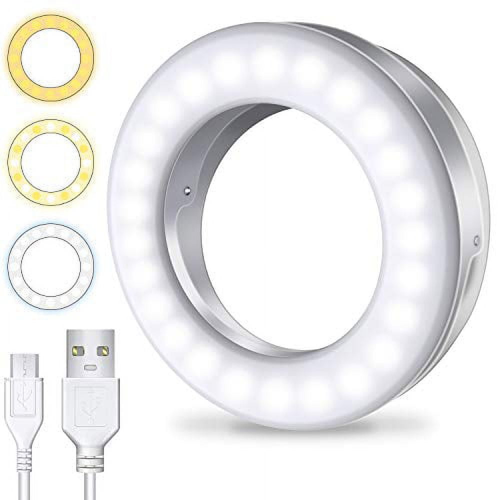 Meifigno Selfie Ring Light [3 Light Modes] [Rechargeable], Clip on ...