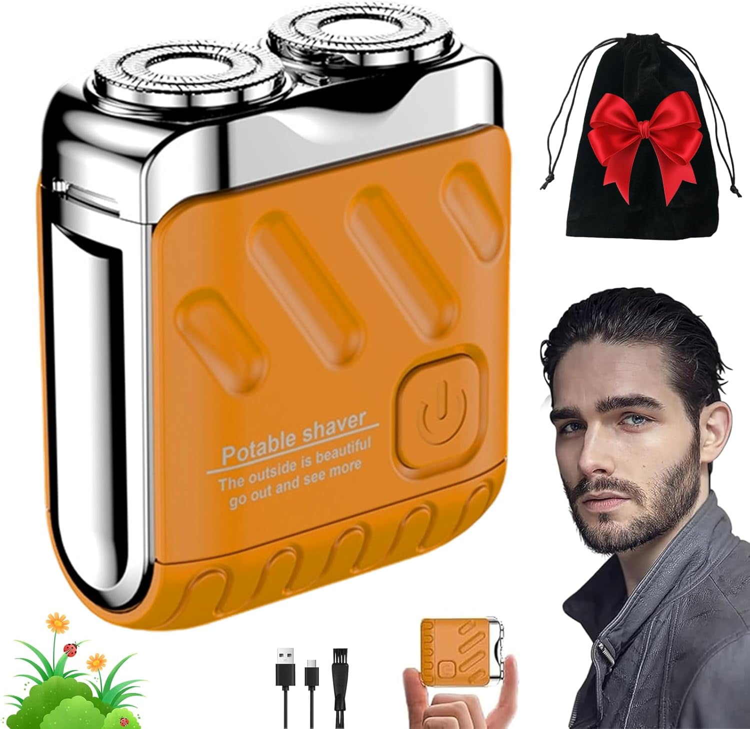 Meigline Mini Shaver, 2025 New Rotary Dual Ring Mini Electric Shaver ...