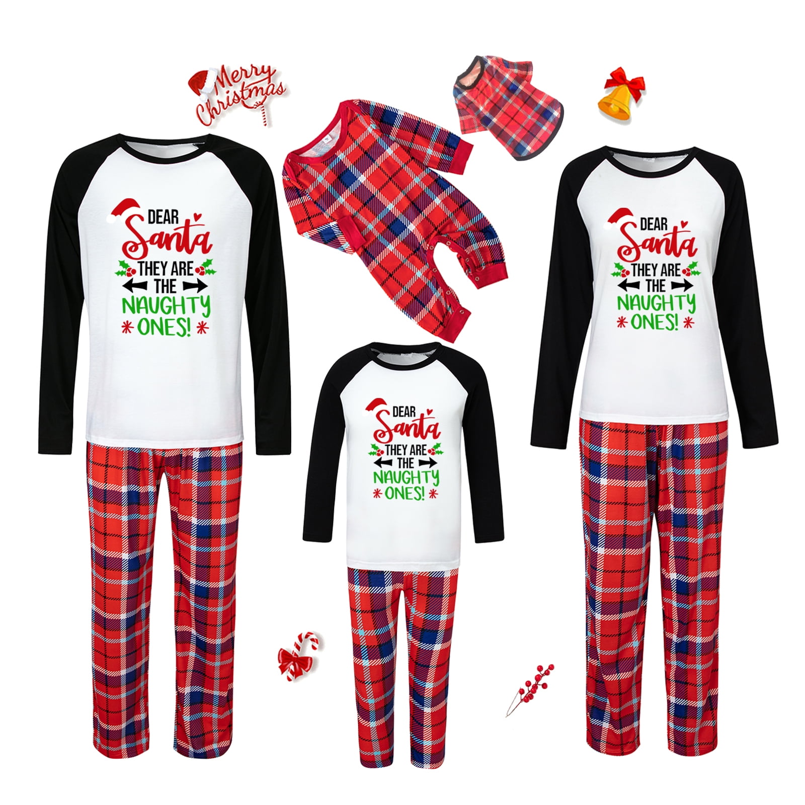 Meihuid Christmas Family Matching Pajamas PJs Set Dad Mum Kids Baby ...